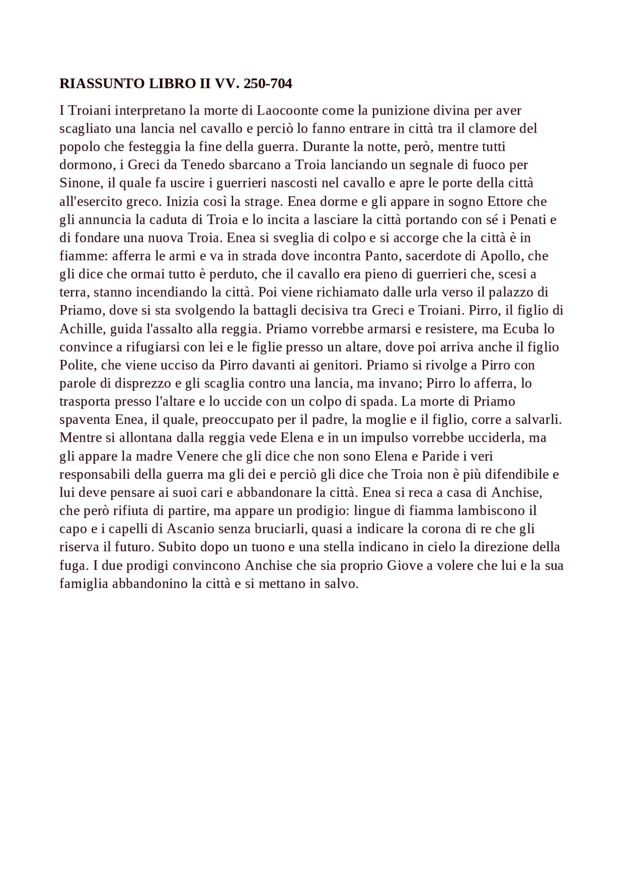 Eneide Riassunto Libro 2 250 704 Appunti Di Latino Docsity