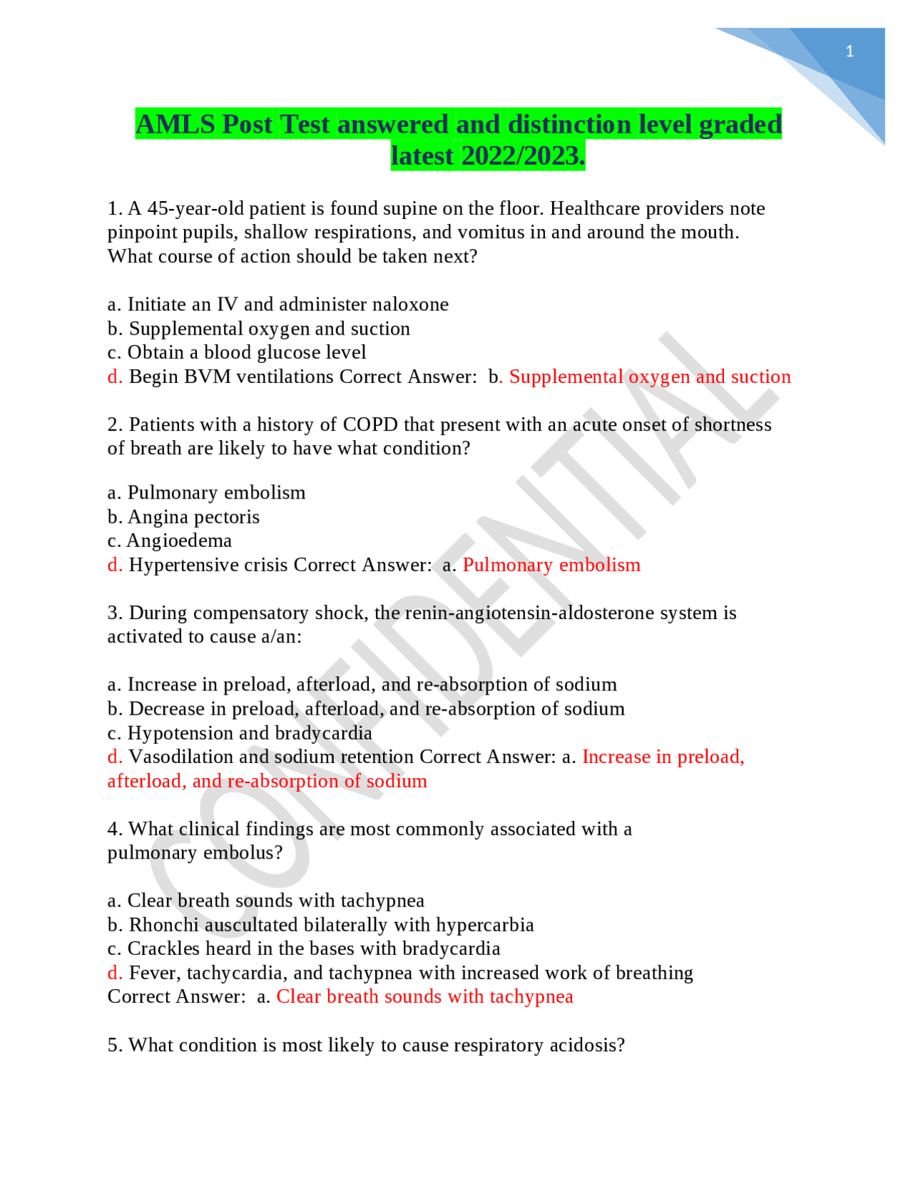 AMLS Post Test answered and distinction level graded latest 2022/2023 ...