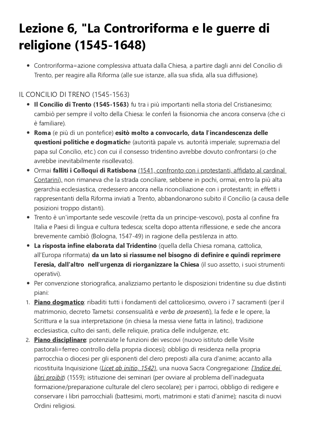 La controriforma della chiesa e le guerre di religione | Appunti di ...