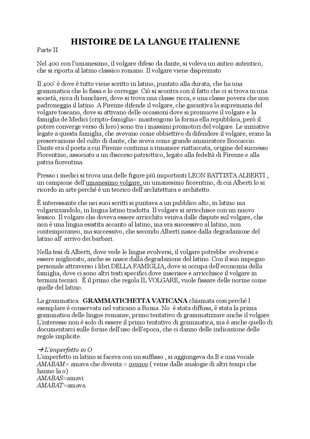 Histoire De La Langue Italienne Notes Langues Docsity