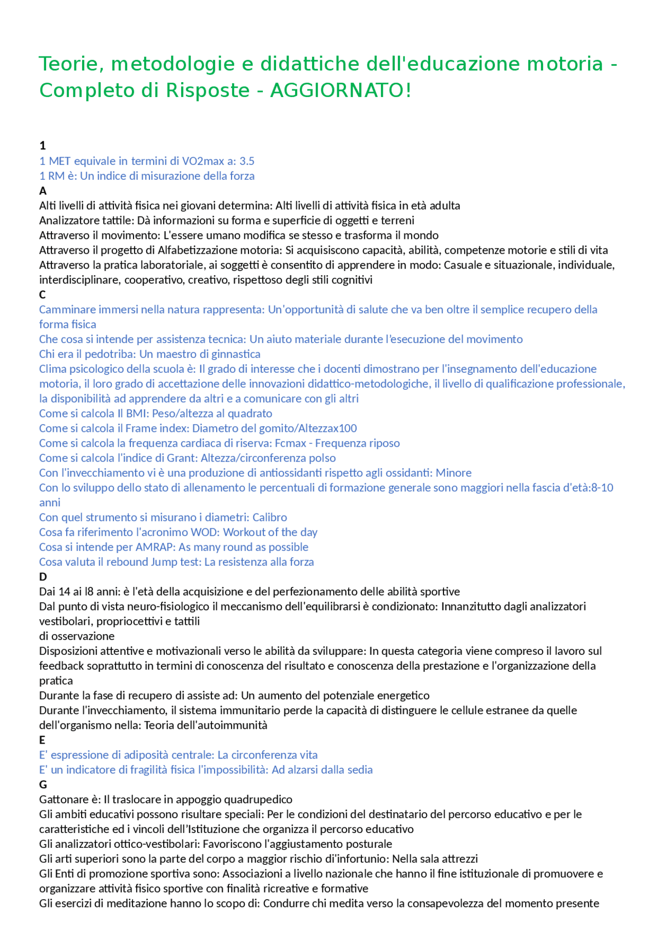 Teorie, metodologie e didattiche dell'educazione motoria - Completo di ...