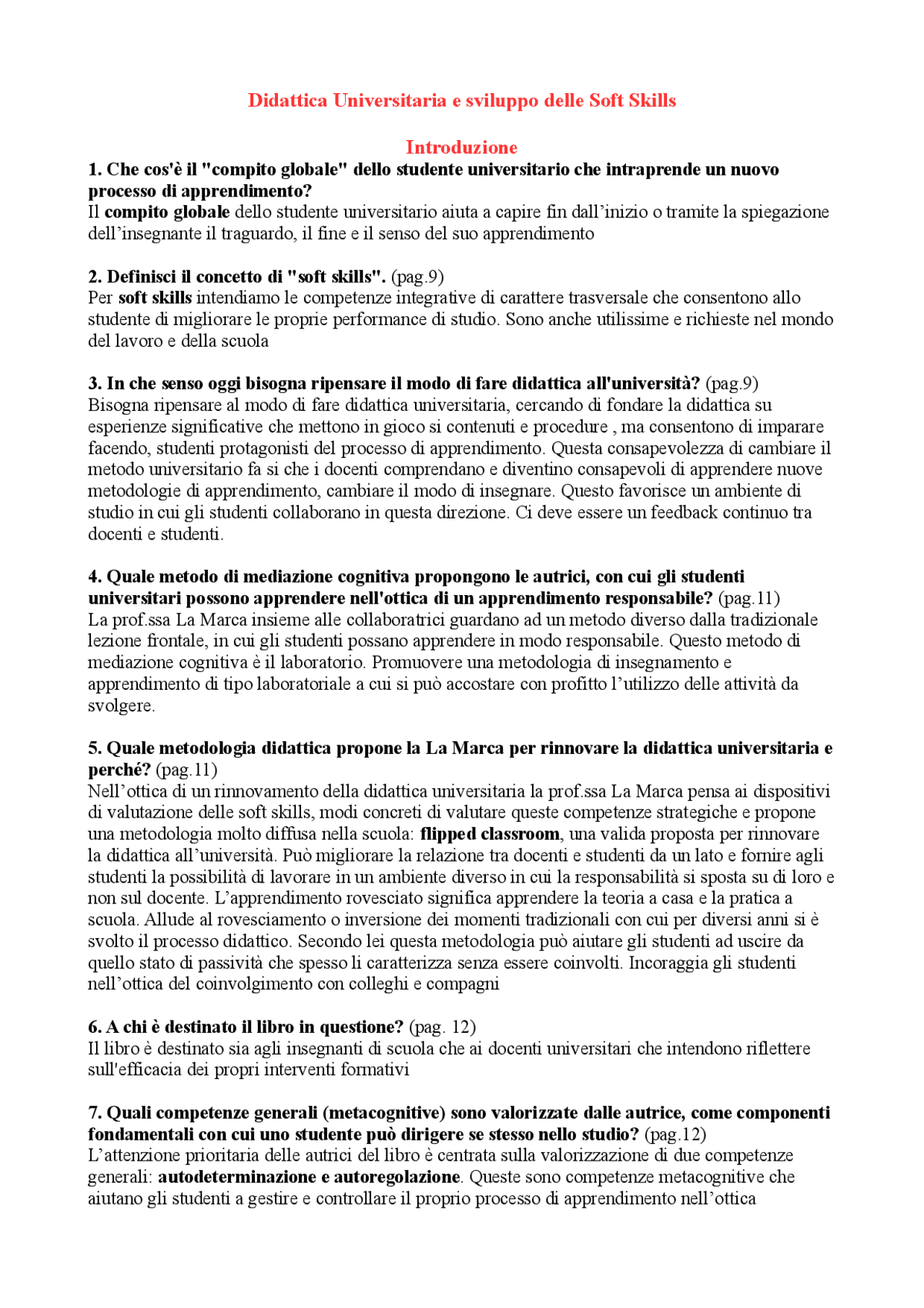 Didattica Universitaria E Sviluppo Delle Soft Skills Domande E