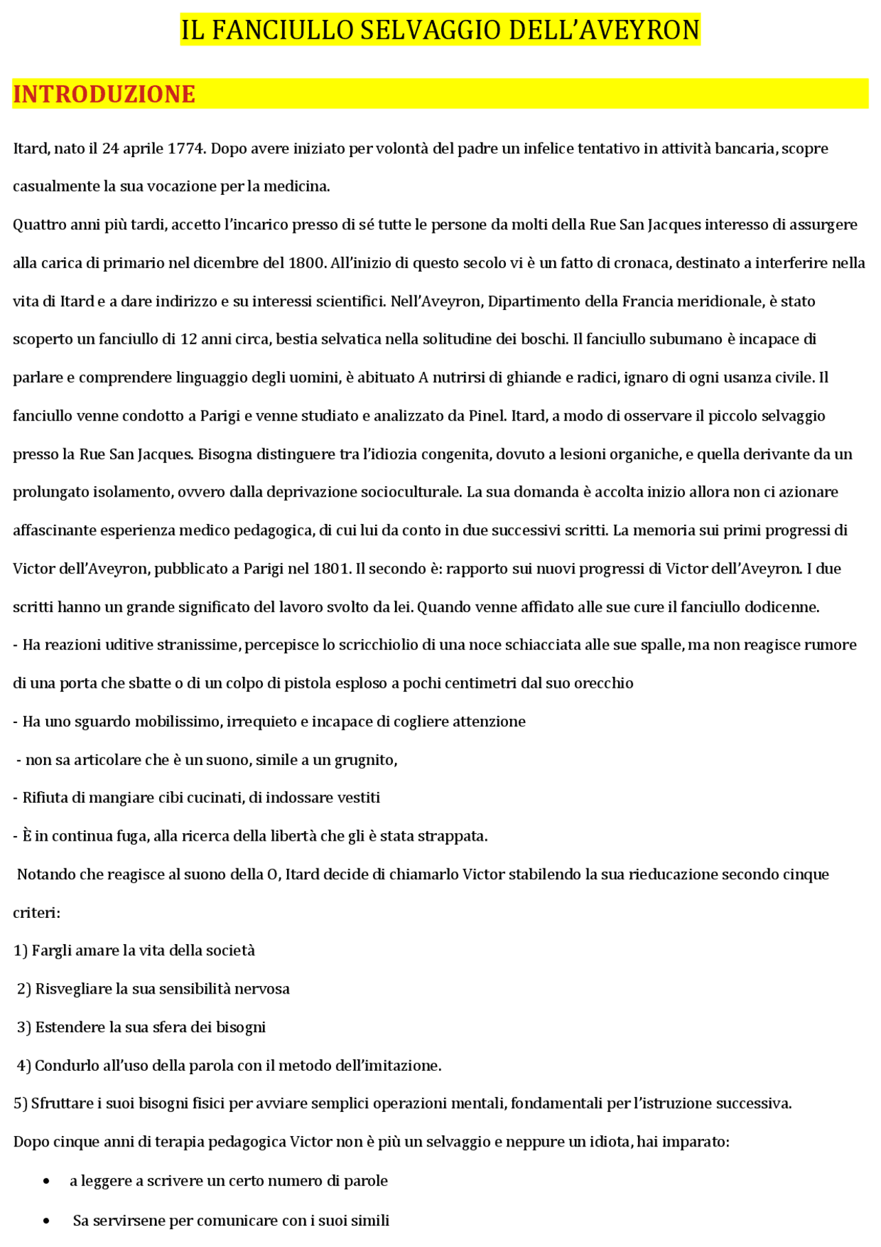 Il Ragazzo Selvaggio Schemi E Mappe Concettuali Di Filosofia Docsity