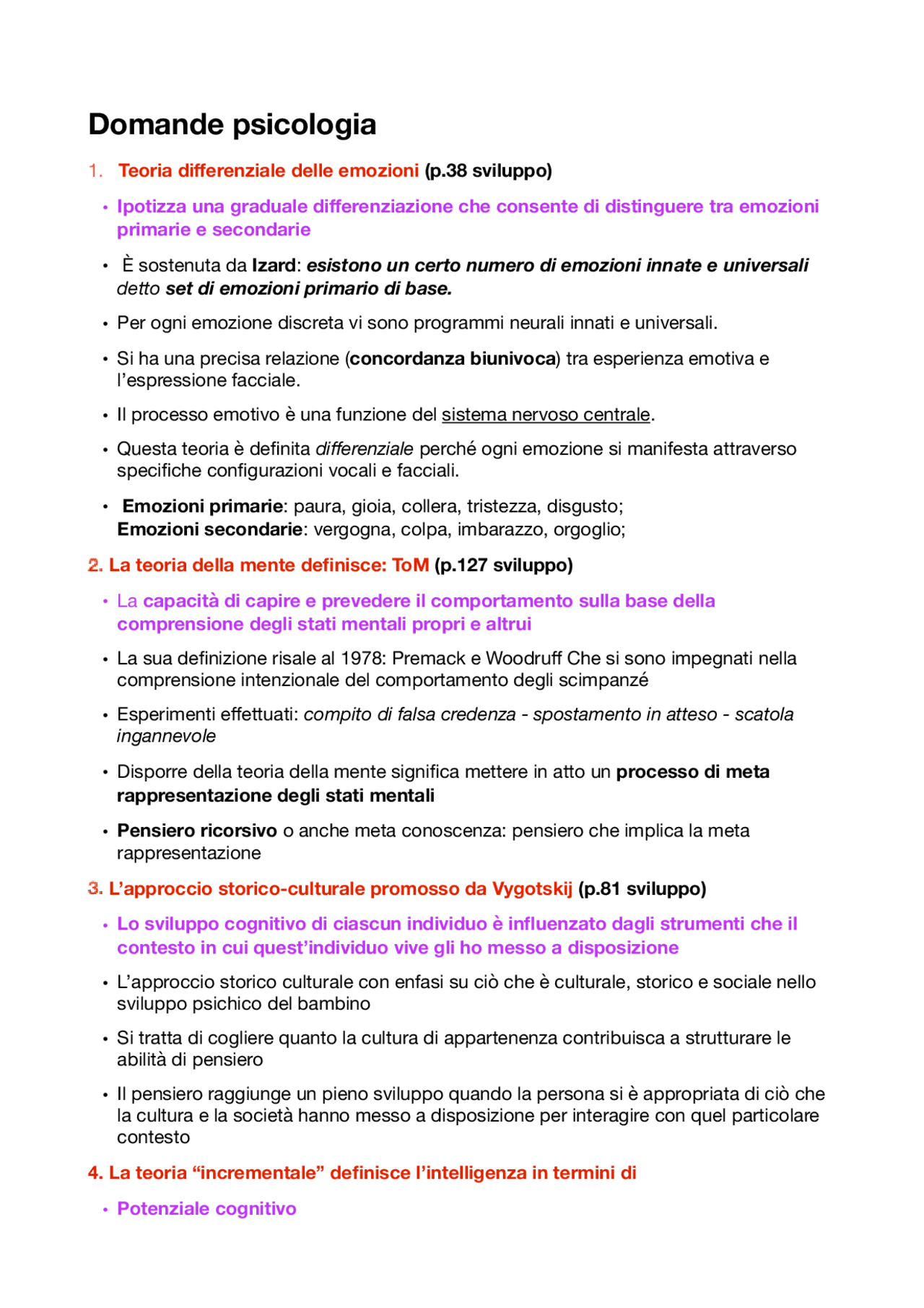 Domande Esame Psicologia Dello Sviluppo Con Risposte Sintesi Del