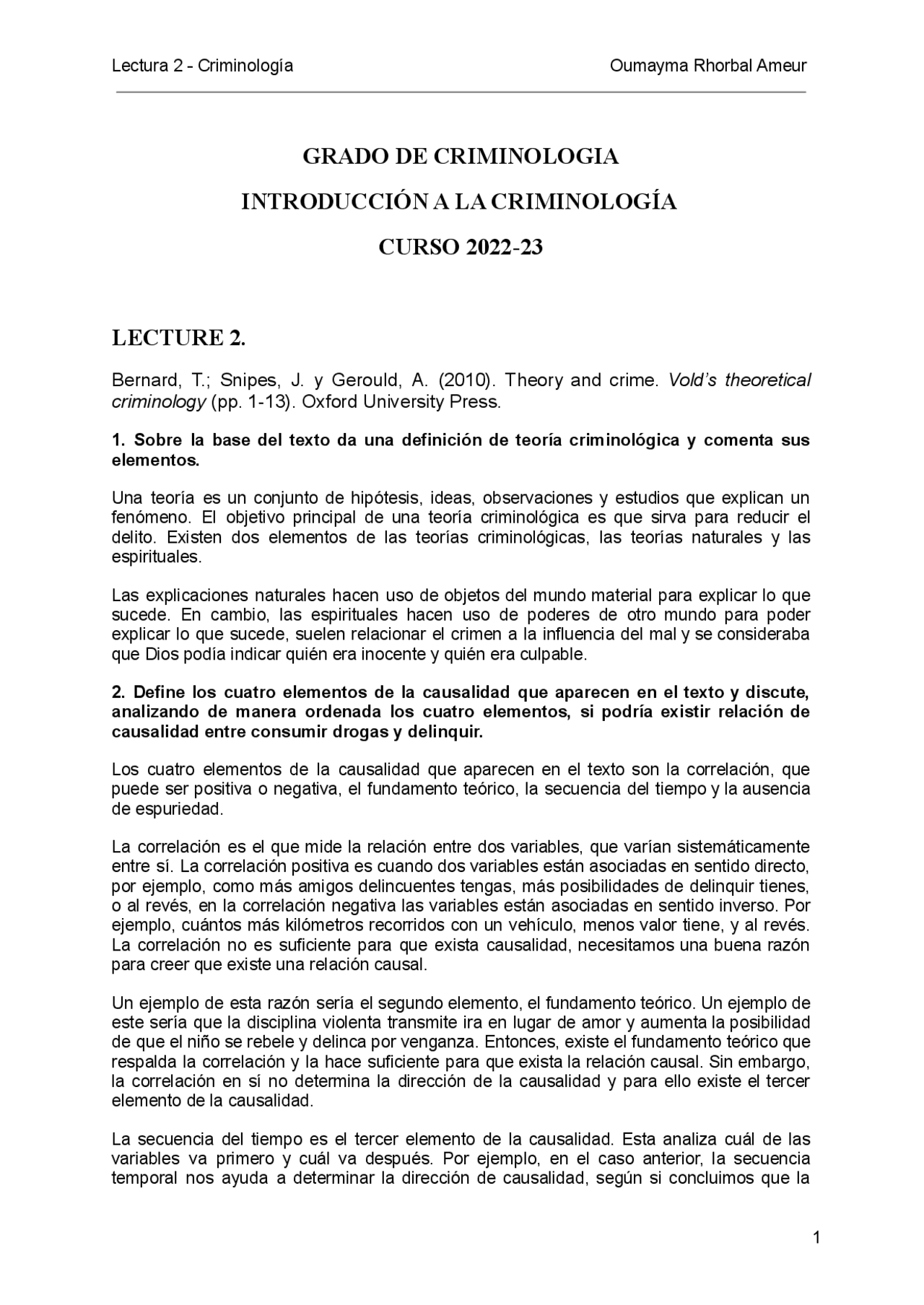 Lectura 2 Theory And Crime Ejercicios De Criminología Docsity