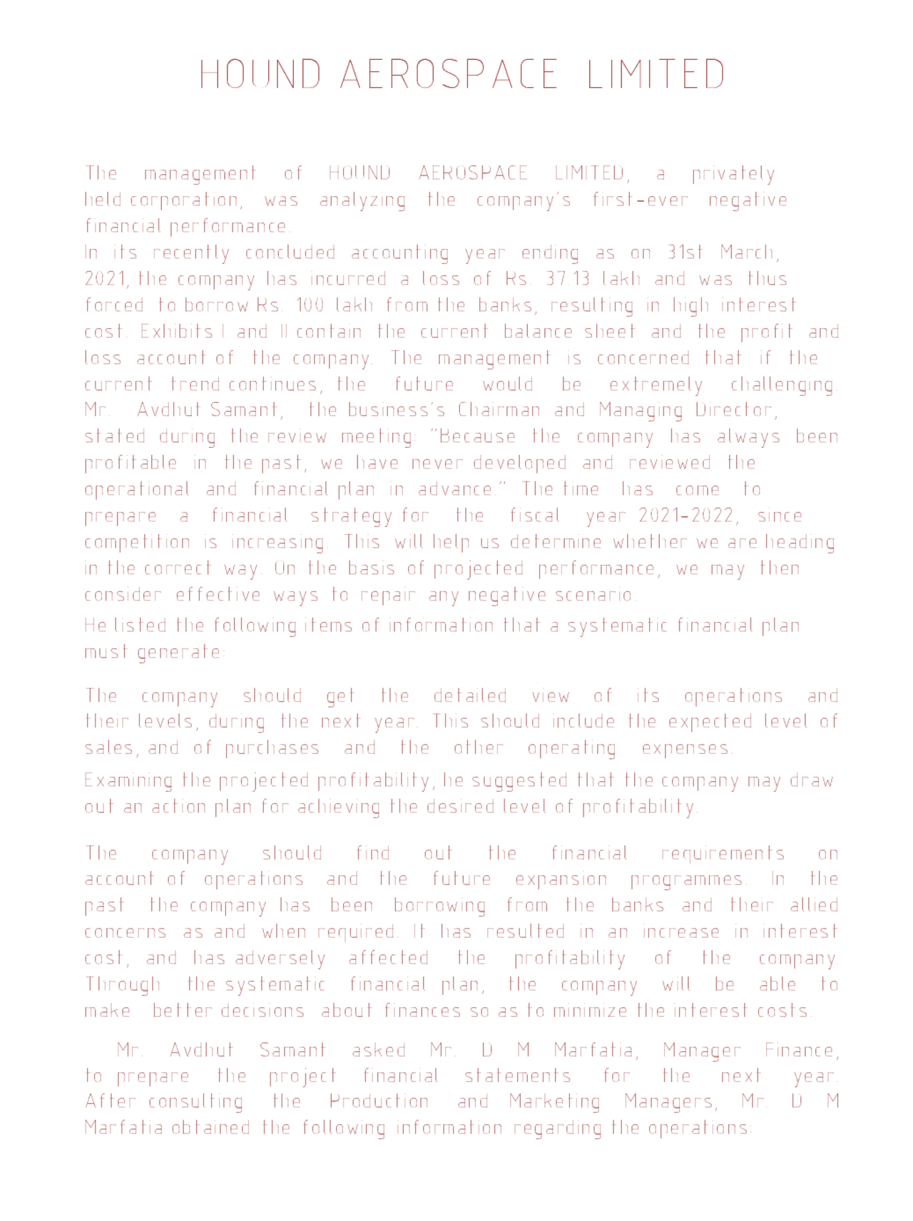 Case Study on Proforma Statements | Study Guides, Projects, Research ...