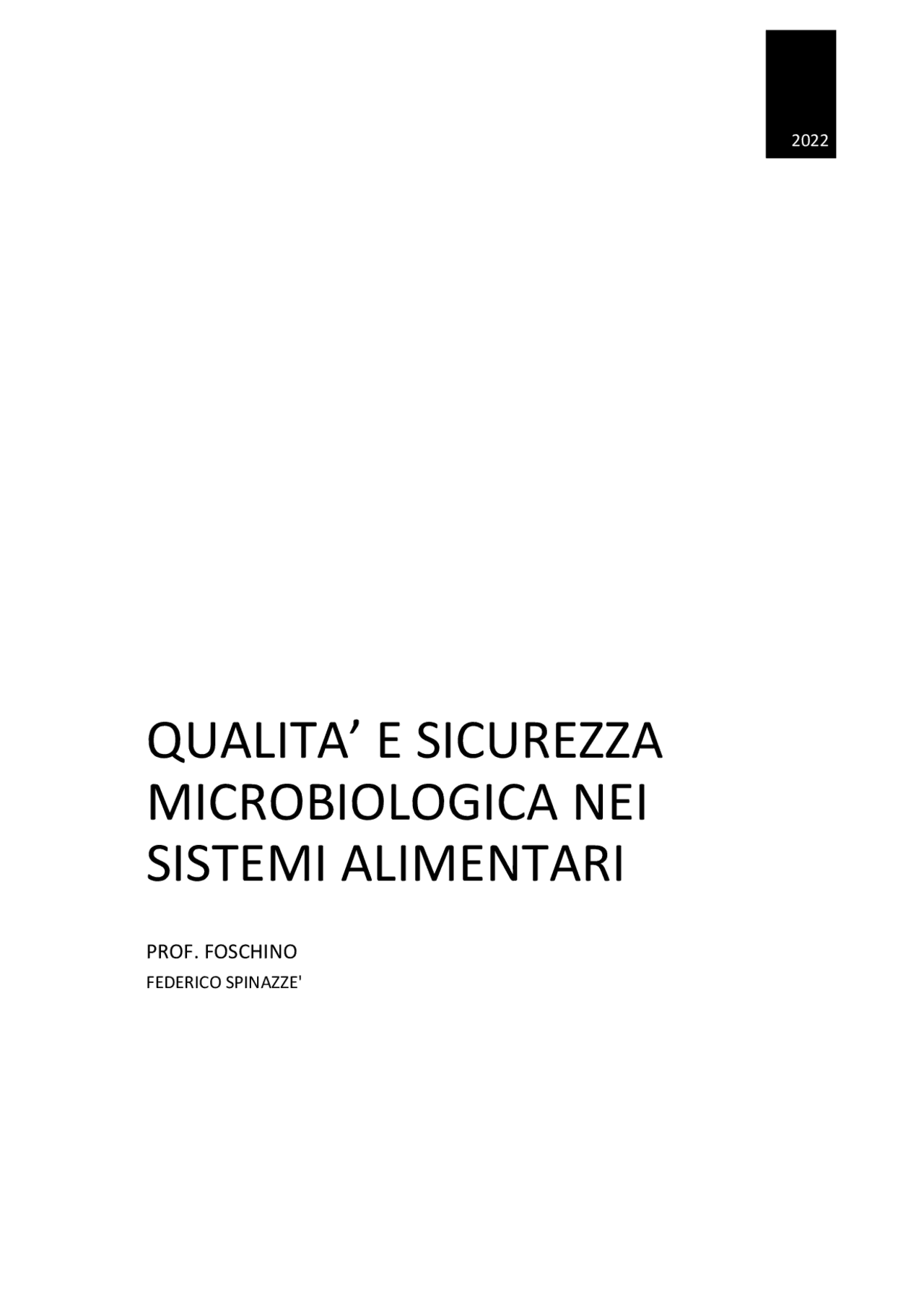 Qualità E Sicurezza Microbiologica Dei Sistemi Agroalimentari Parte 1