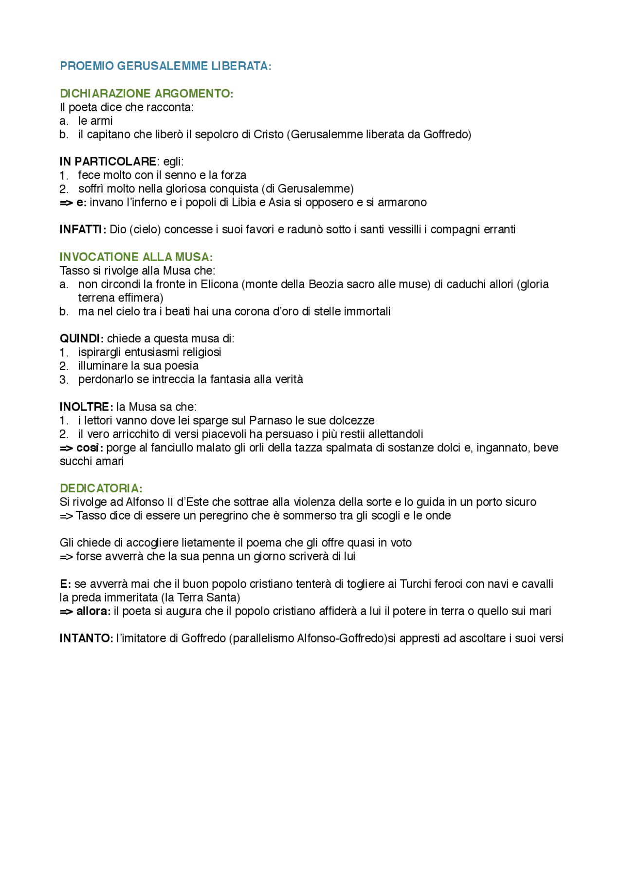 Schema Gerusalemme Liberata I Canto Schemi E Mappe Concettuali Di