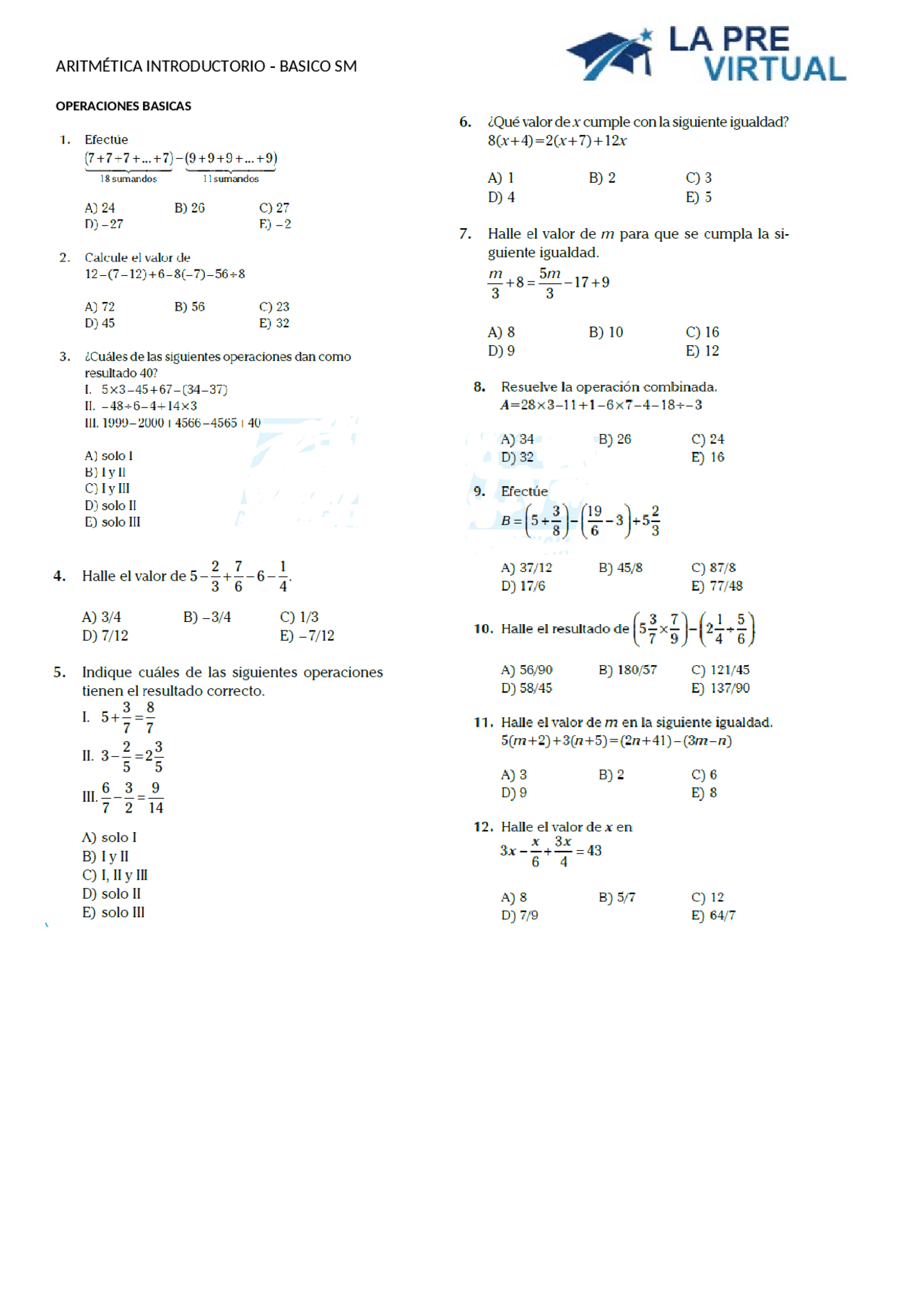 Ejercicios De Aritmetica Apuntes De Matemáticas Docsity