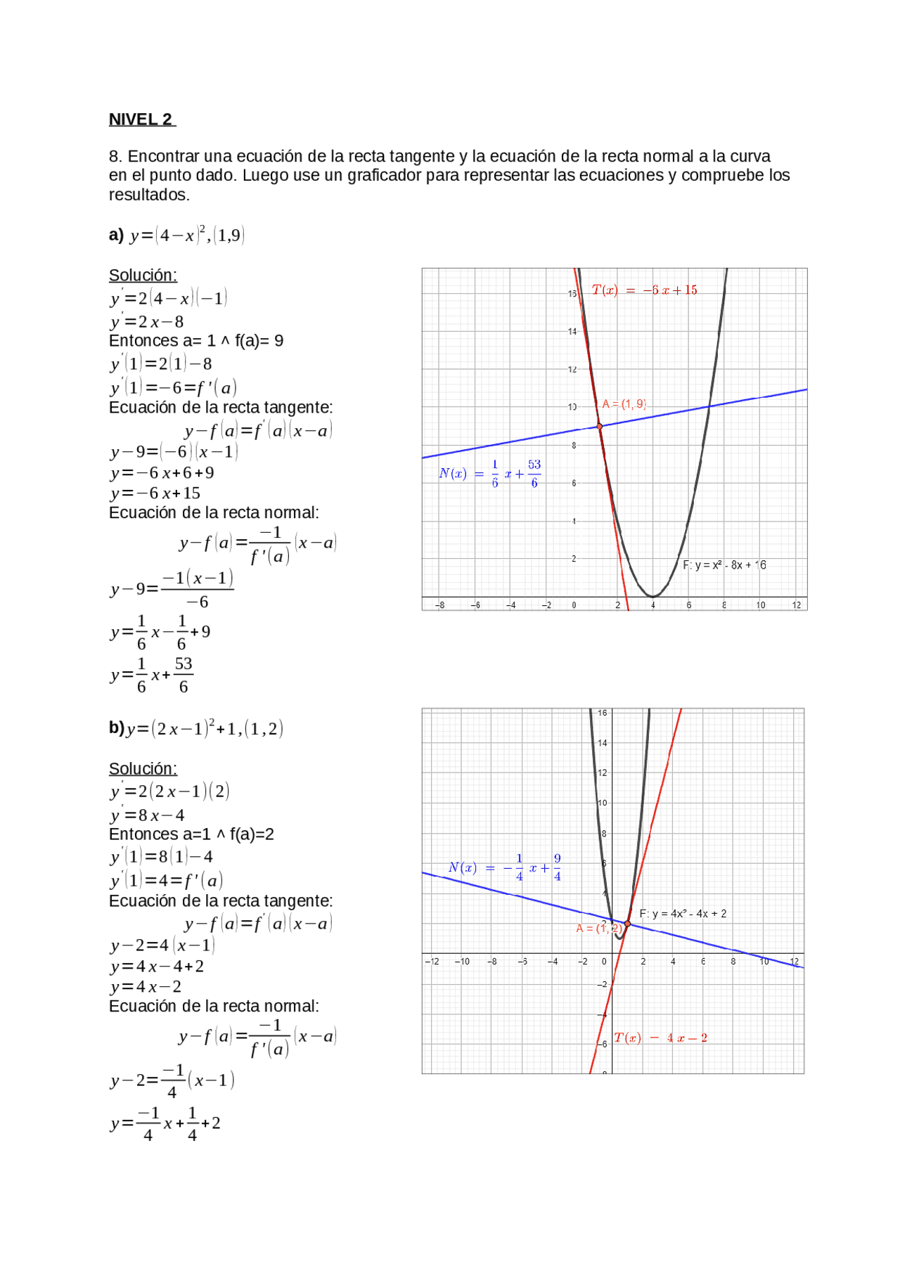 Derivadas: Recta tangente y Recta Normal | Ejercicios de Cálculo ...