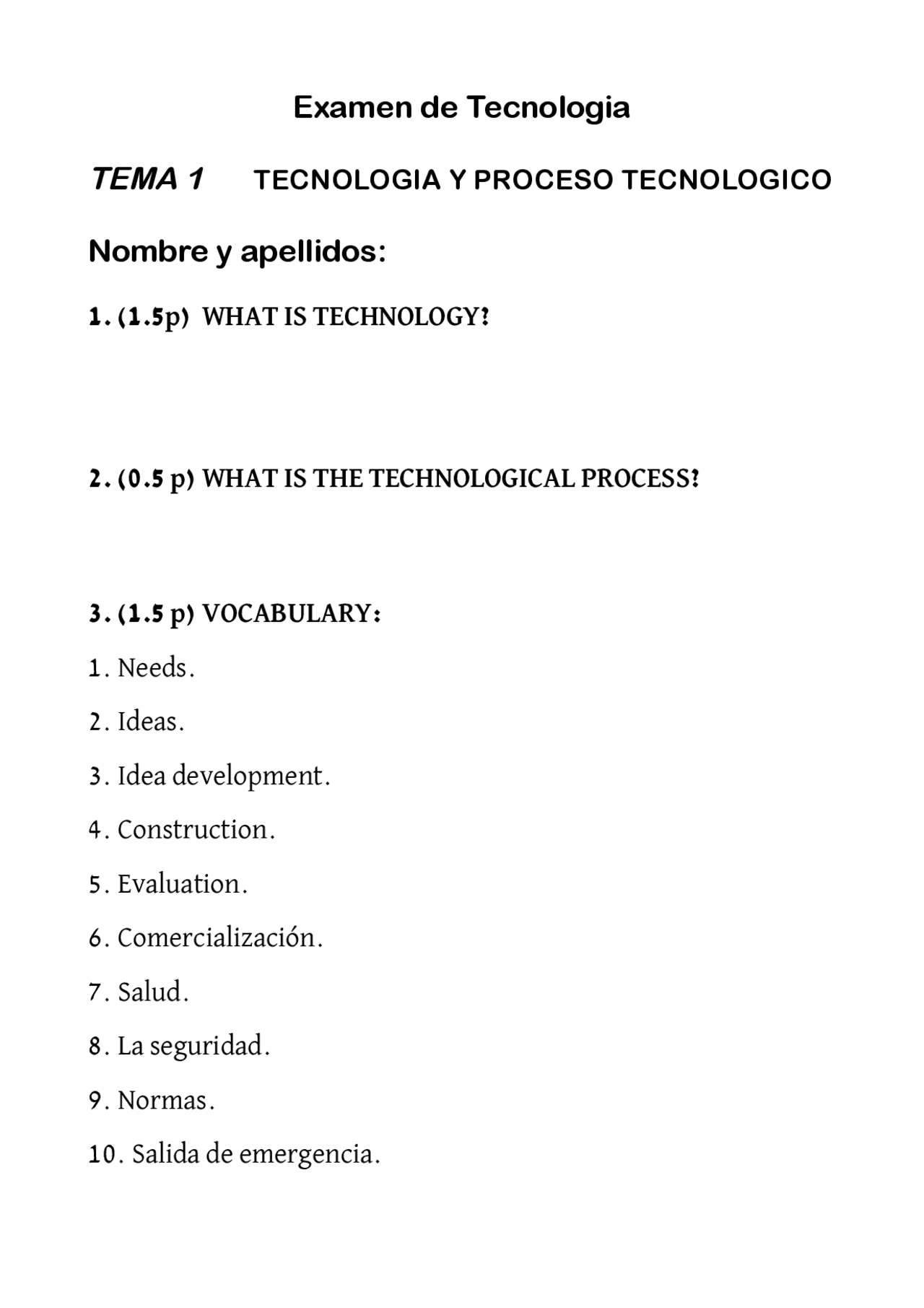 Examen tecnologia 2 puedes repasar y practicar para tus pruebas ...