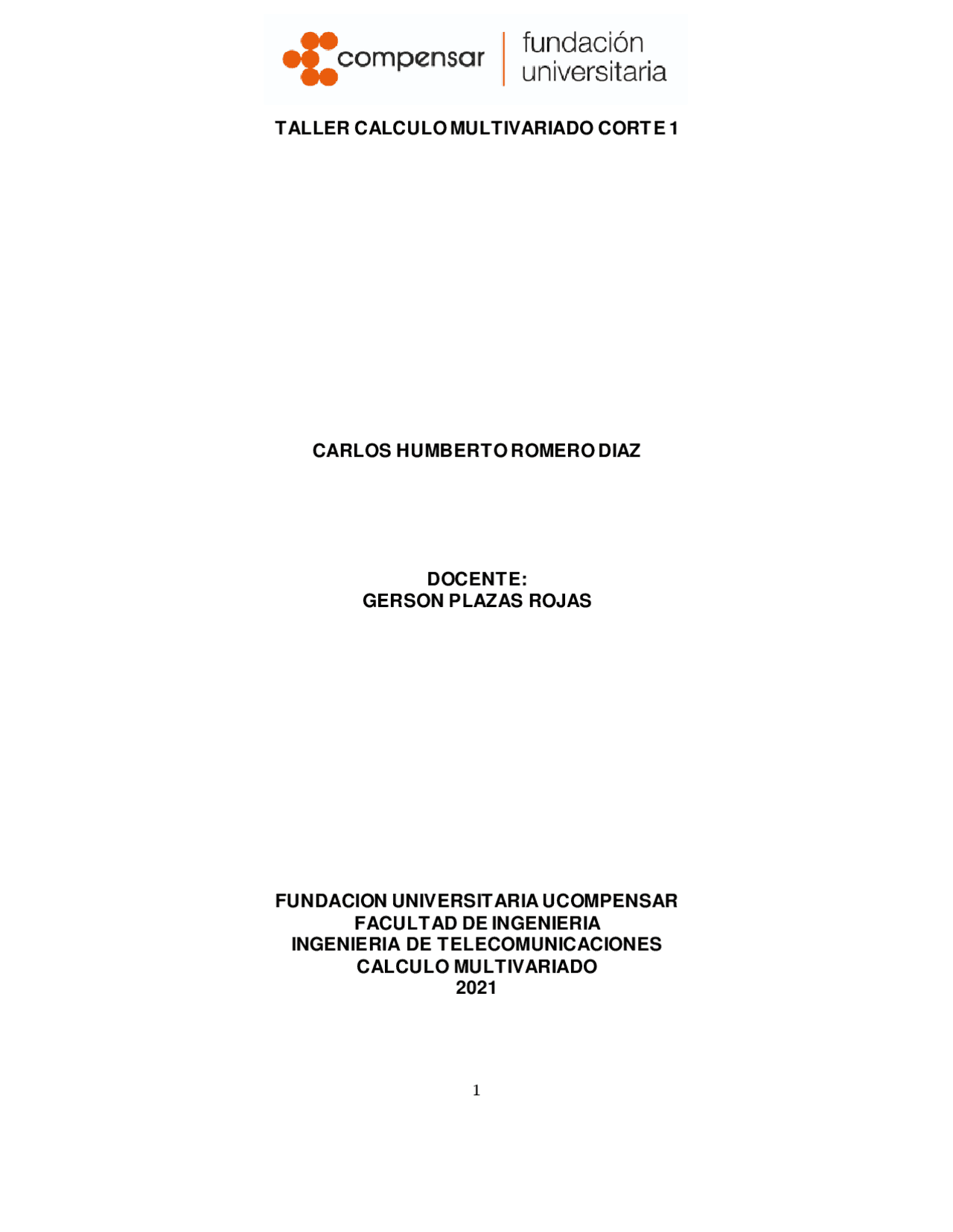 Calculo Multivariado Ejercicios De Matemáticas Docsity