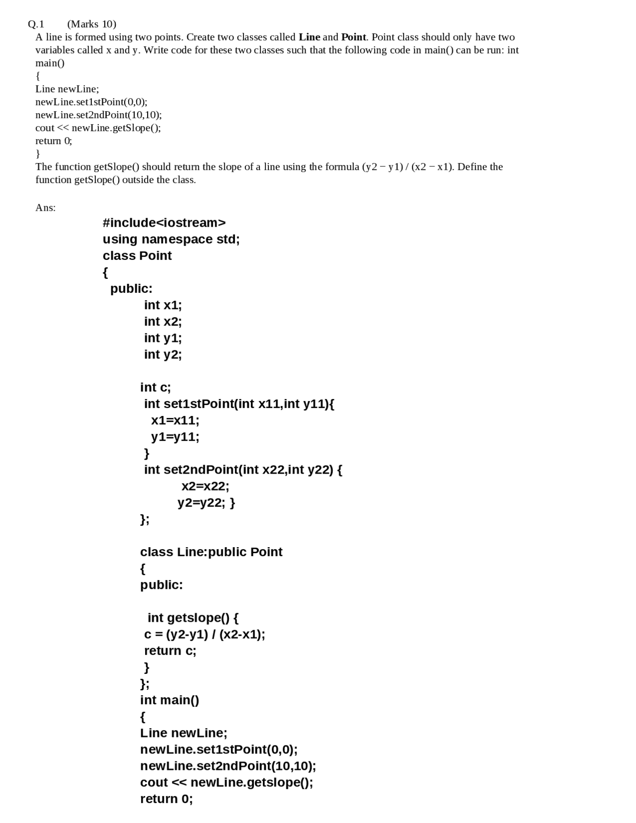 Oops, Quiz Solution - Write code for these two classes such that the following code | Quizzes ...