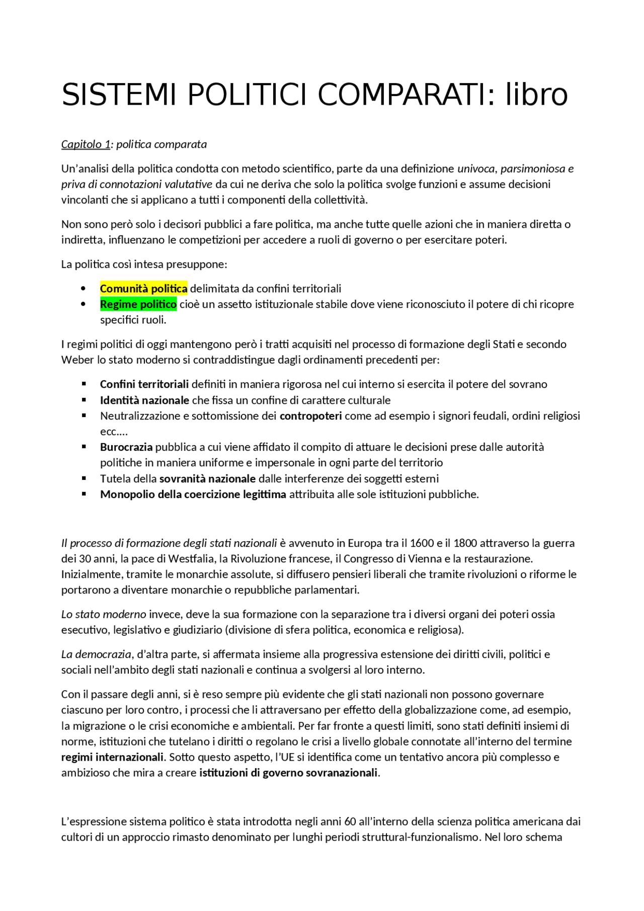 Libro Sistemi Politici Comparati Di Vassallo Appunti Di Sistemi
