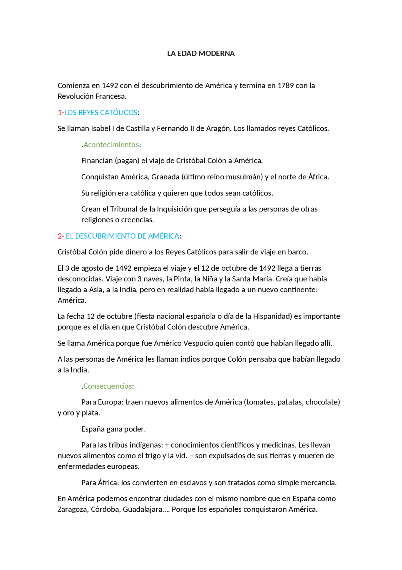 Resumen edad moderna | Resúmenes de Humanidades y Ciencias Sociales ...