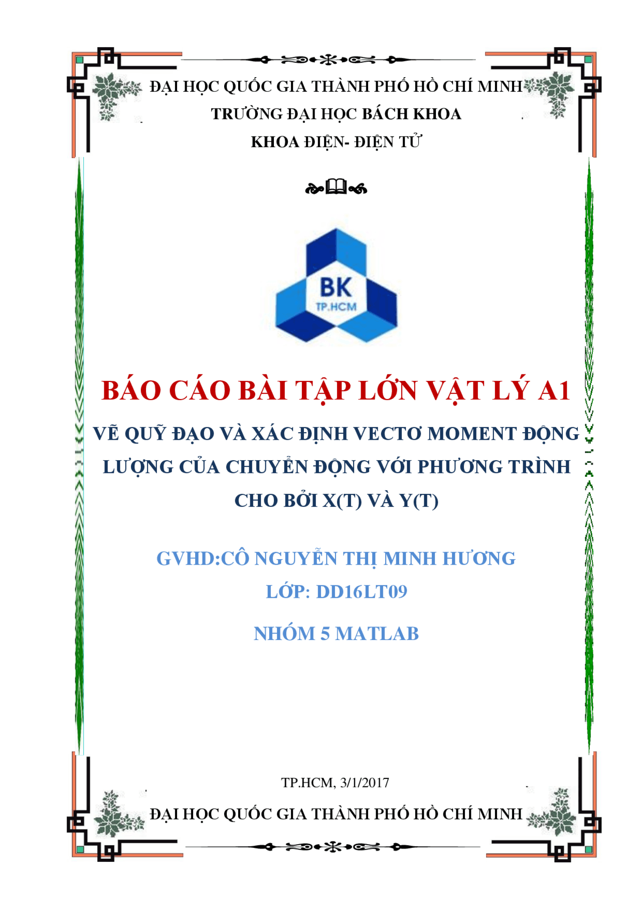 BAI TAP LON VAT LY 1 | Schemes and Mind Maps Physics | Docsity