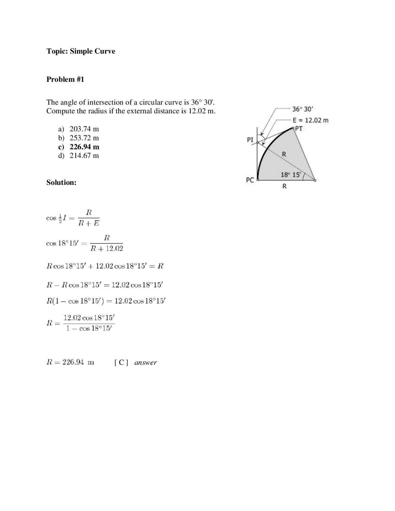 Surveying Lecture Sample Problems Exercises Engineering Docsity