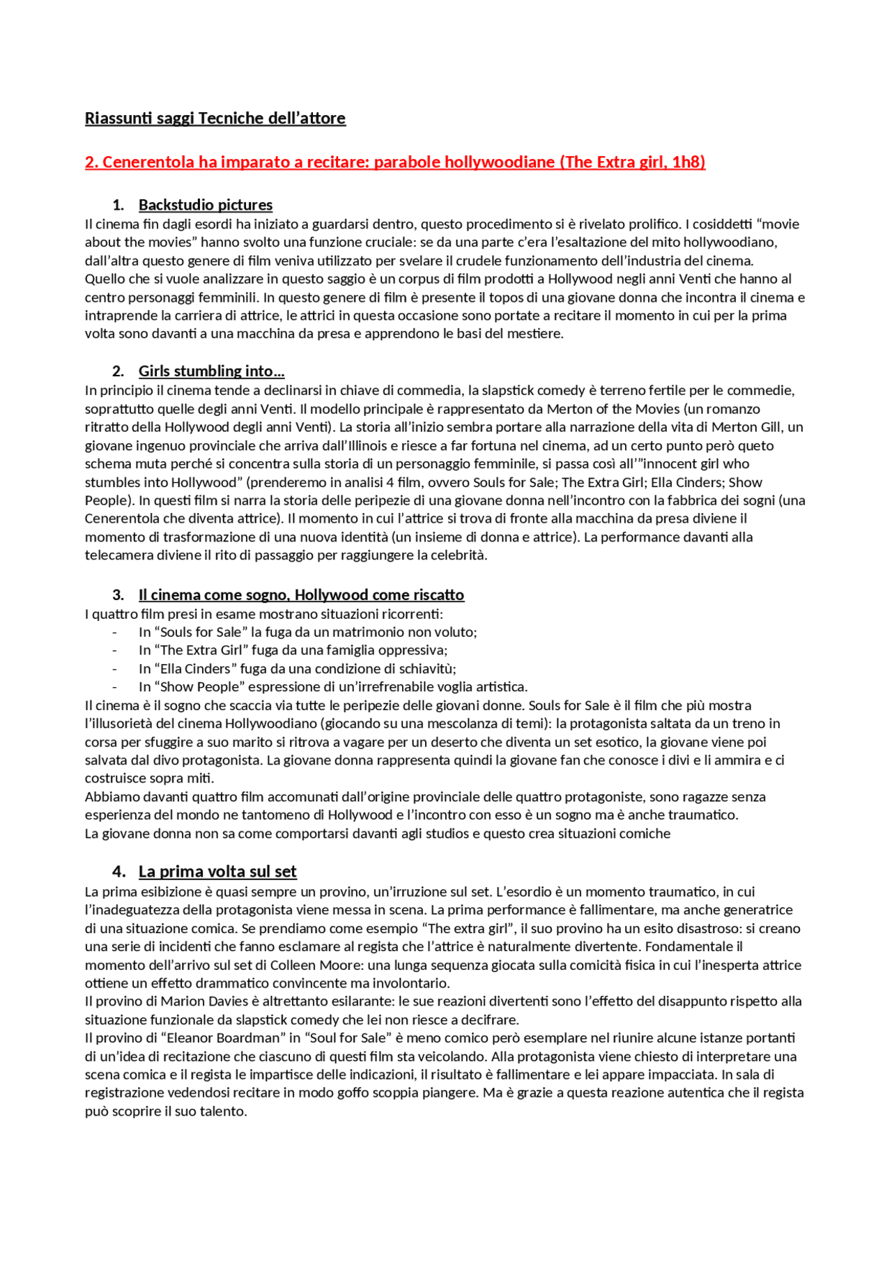 Riassunto Saggi Esame Tecniche Dellattore Transcriptions De