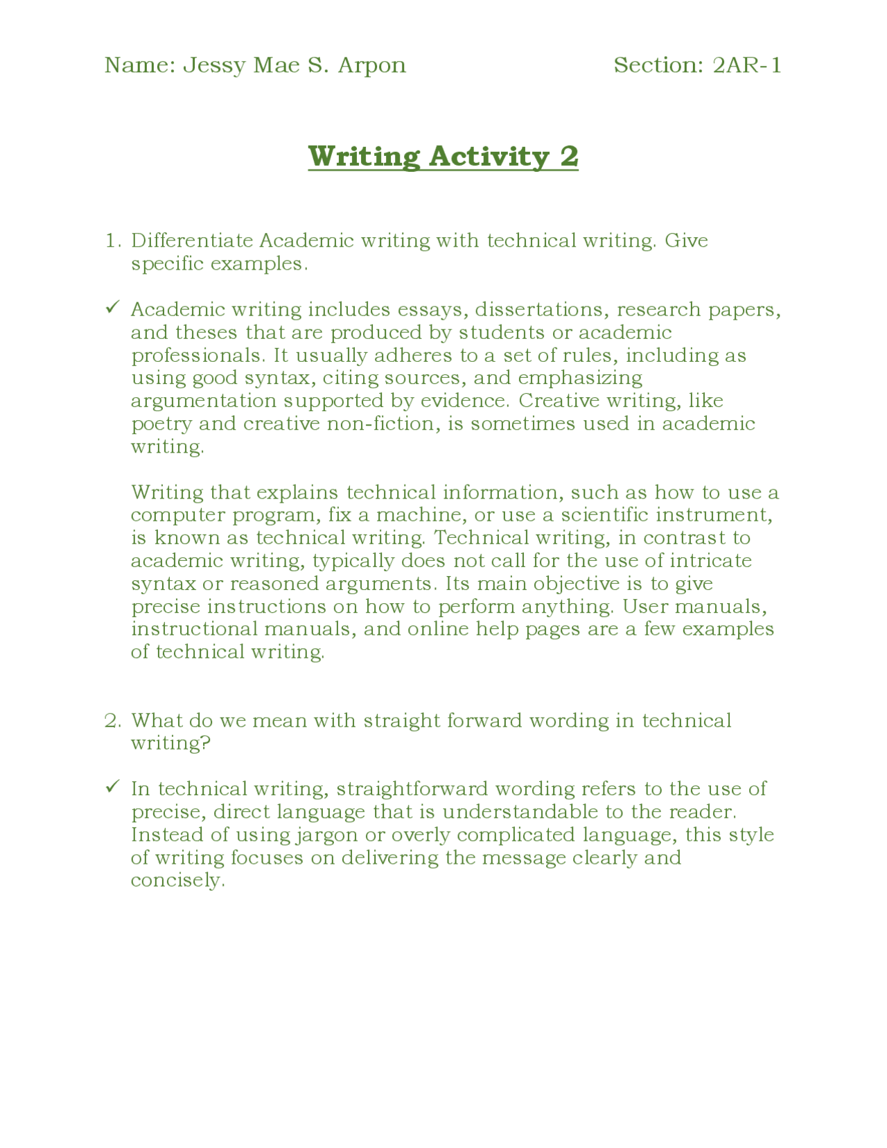 Gecpco 18 Purposive Communication Assignments Architecture Docsity