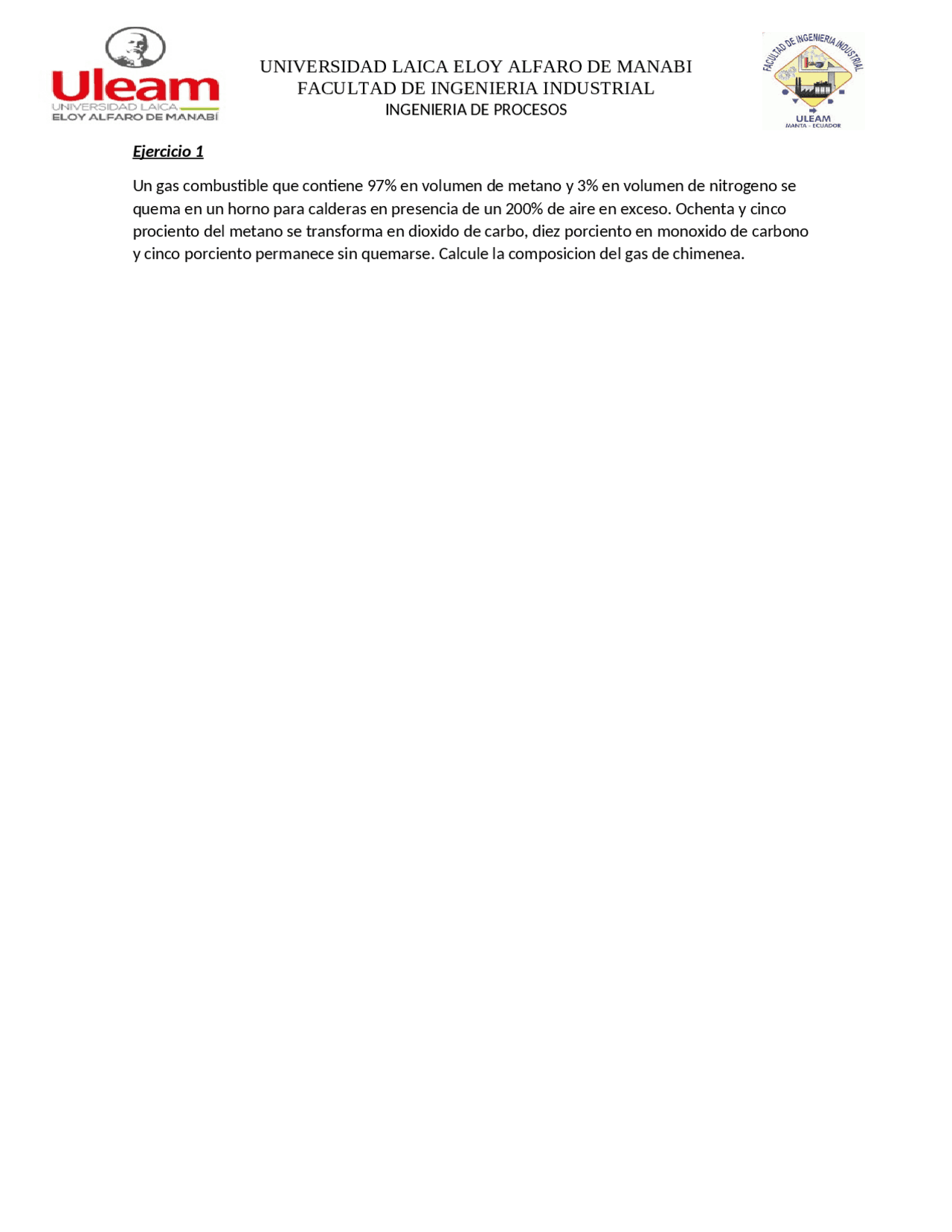 Ejercicios De Procesos Industriales 2 Apuntes De Procesos Químicos