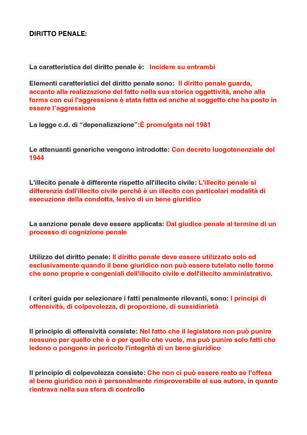 DIRITTO PENALE 2022/2023 | Panieri di Diritto Penale | Docsity