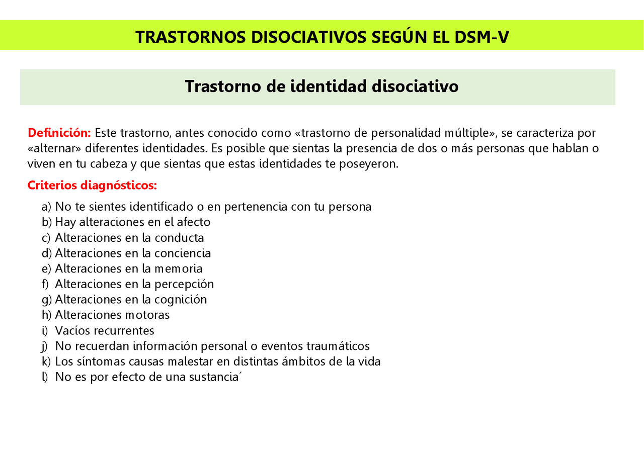 Trastornos disociativos - Una guía fácil de entender | Apuntes de ...