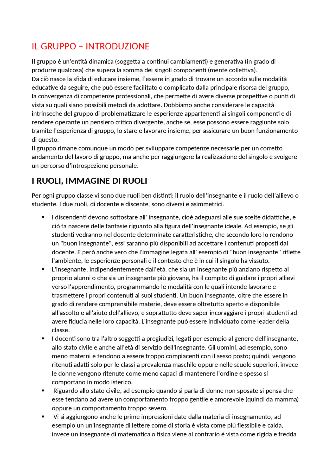 Il gruppo: cos'è e com'è costruito | Appunti di Pedagogia | Docsity