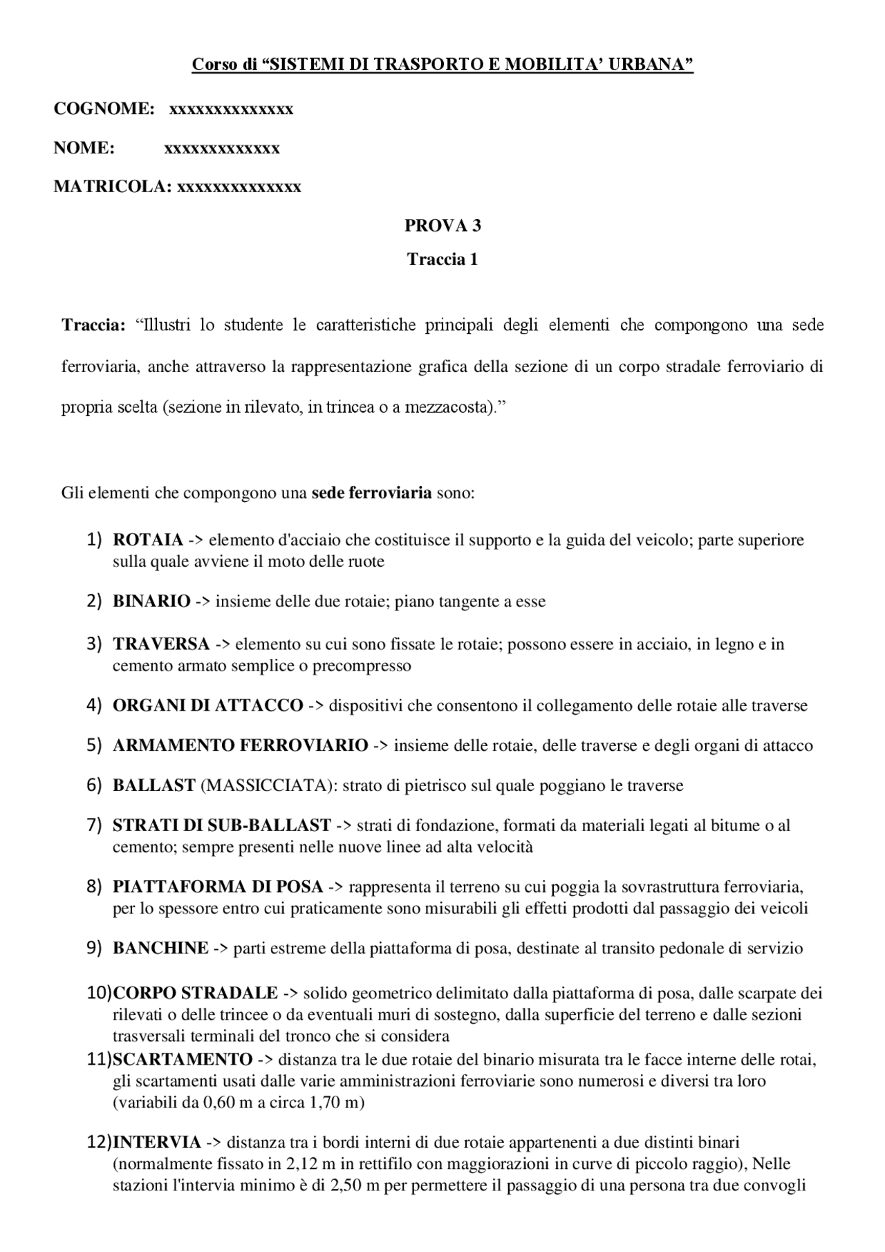 Sistemi Di Trasporto E Mobilità Pegaso L7 Esercizi Di Sistemi