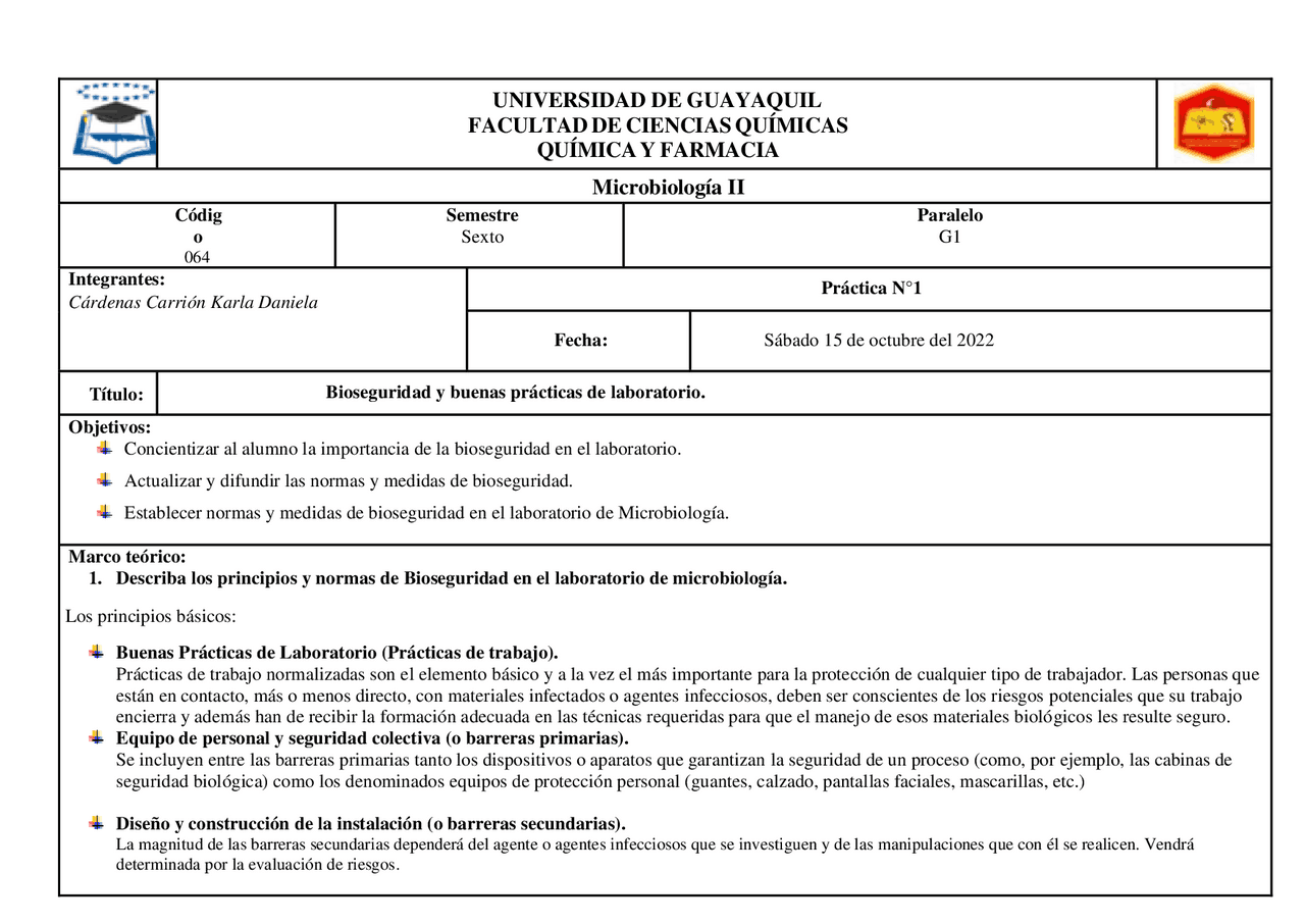 Bioseguridad Y Buenas Prácticas Apuntes De Microbiología Docsity
