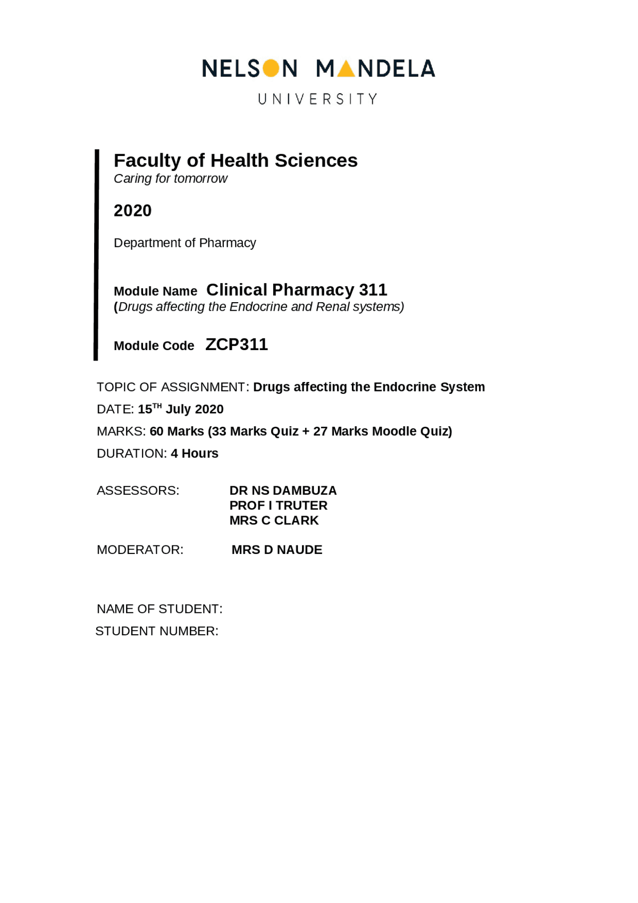 Endocrine System Formal Assessment With Answers Exams Endocrinology