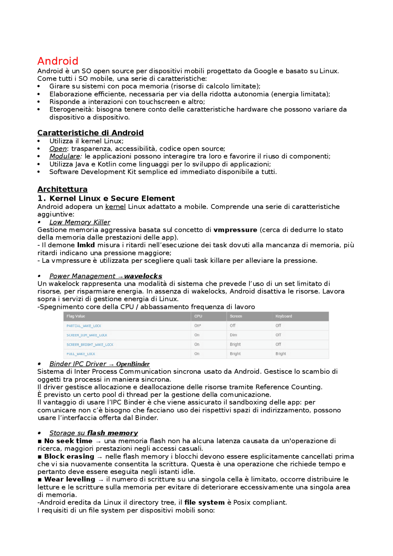Sistema Operativo Android Dispense Di Sistemi Operativi Docsity
