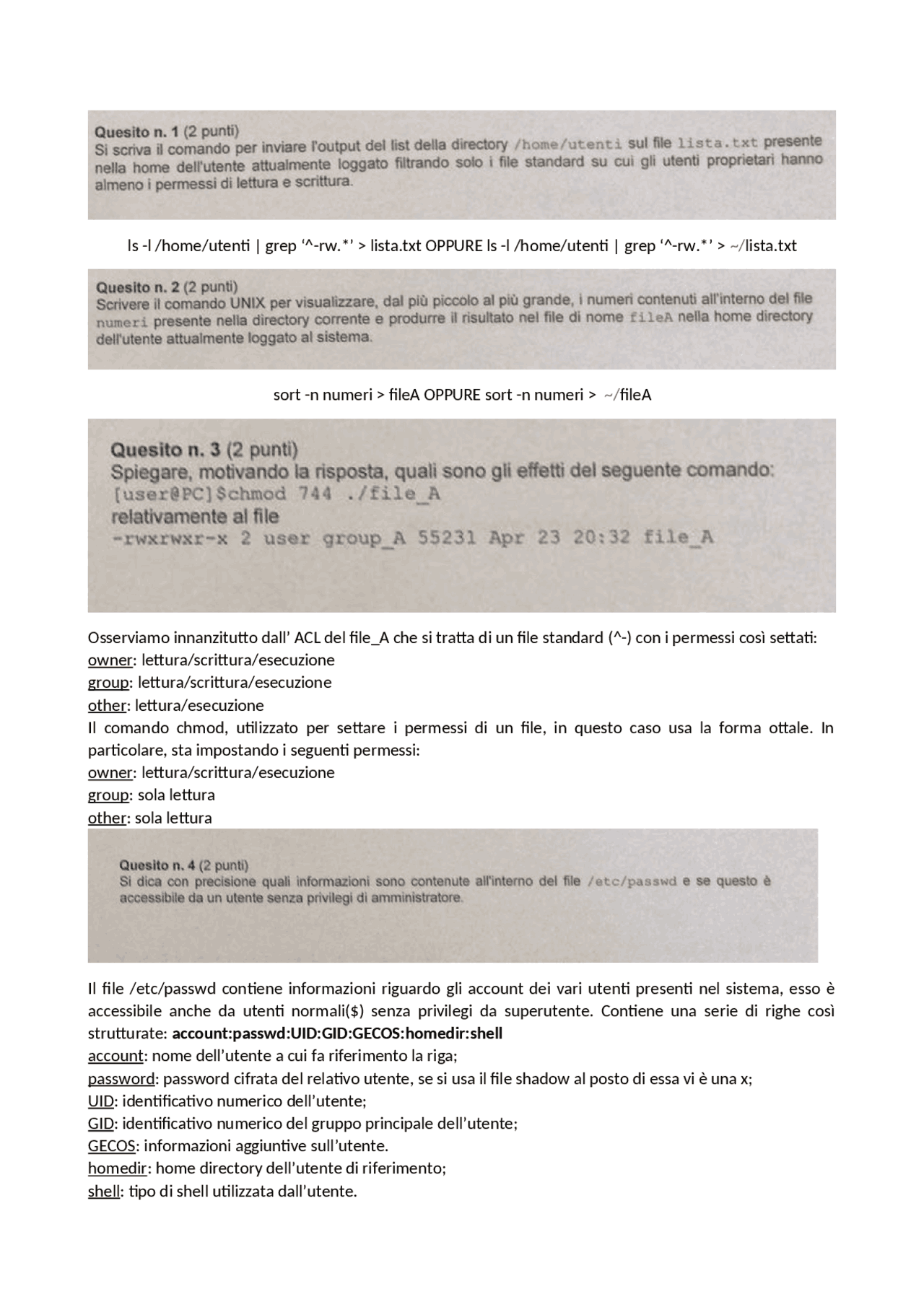 Esercizi Pratici E Teorici Linux Prove Desame Di Sistemi Operativi