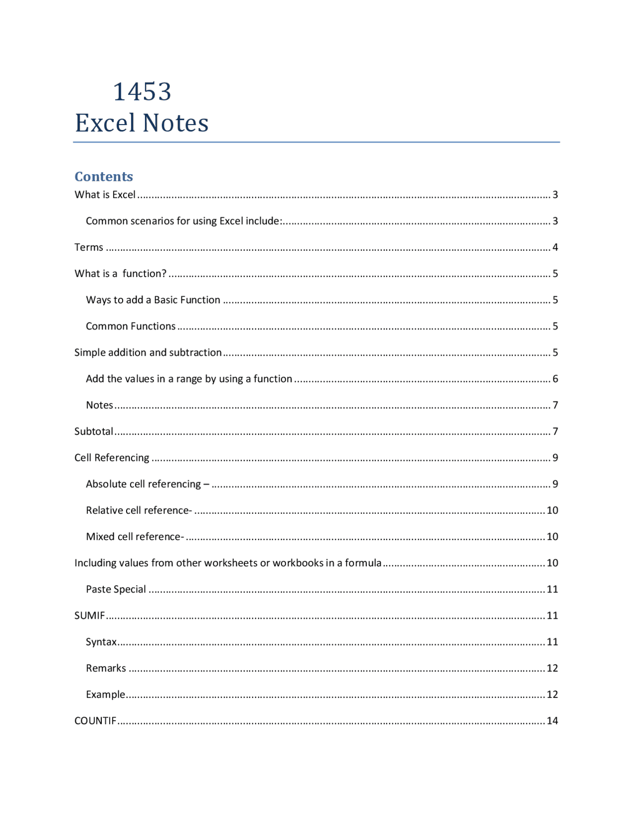 Exceladvancedexcelnotes Lecture Notes Computer Science Docsity