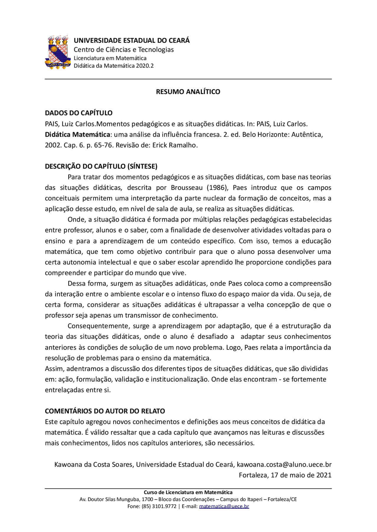 Resumo Analítico Do Capítulo 4 Resumos Matemática Docsity