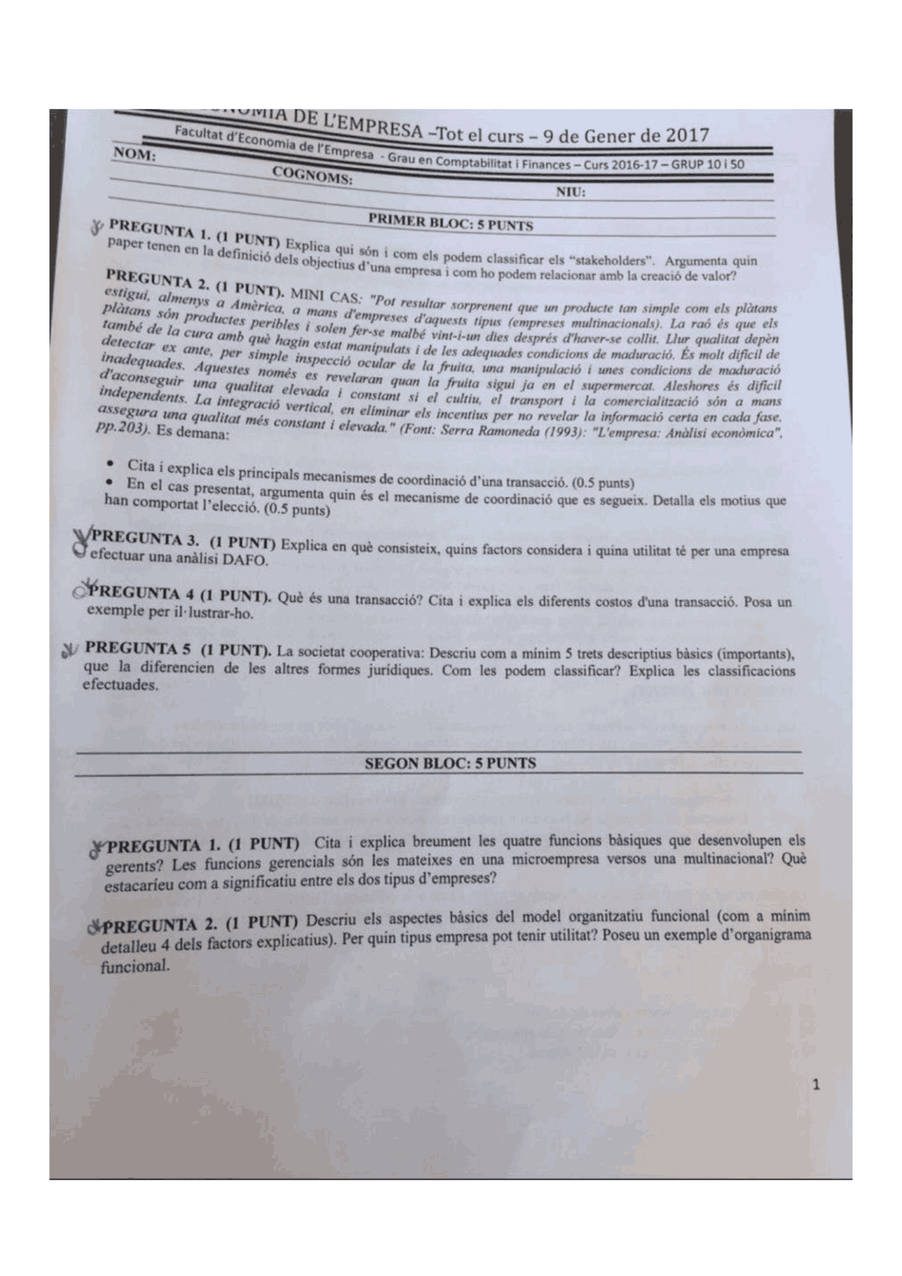 Examenes De Varios Años Exámenes De Economía Docsity