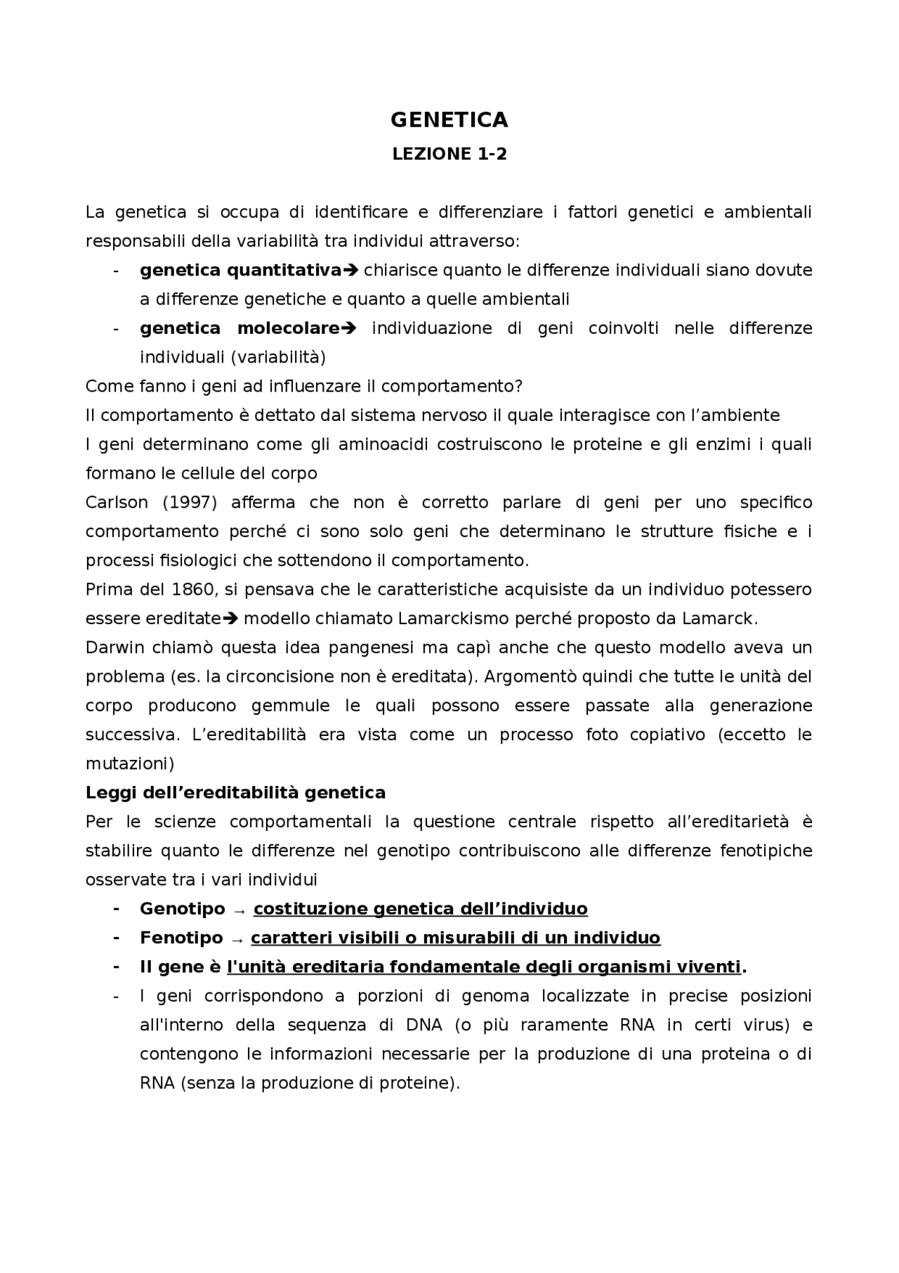 Appunti Completi Corso Di Genetica Anno 2 Appunti Di Genetica Docsity