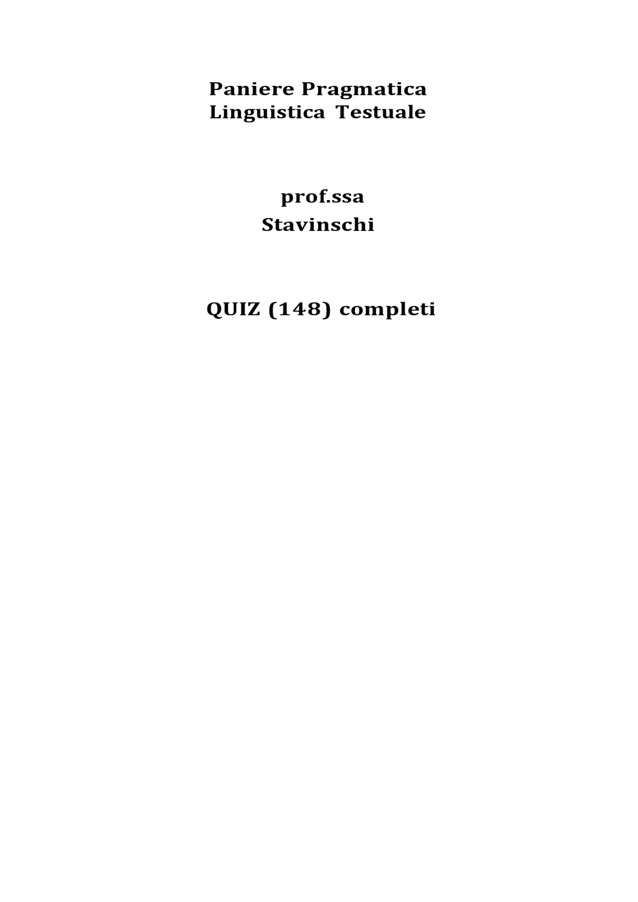 Paniere Pragmatica Linguistica Testuale Profssa Stavinschi Quiz 148
