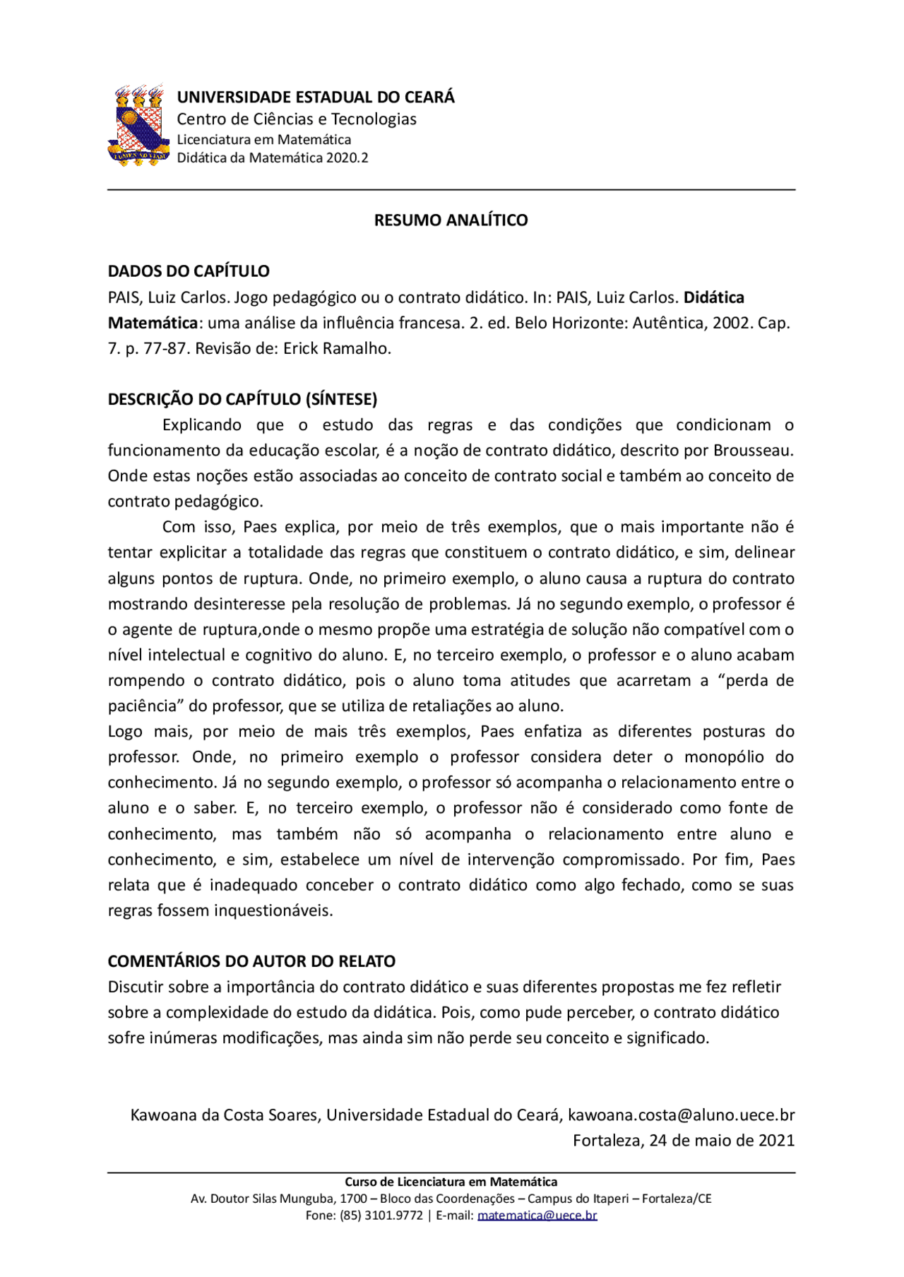 Resumo Analítico Do Capítulo 7 Resumos Matemática Docsity
