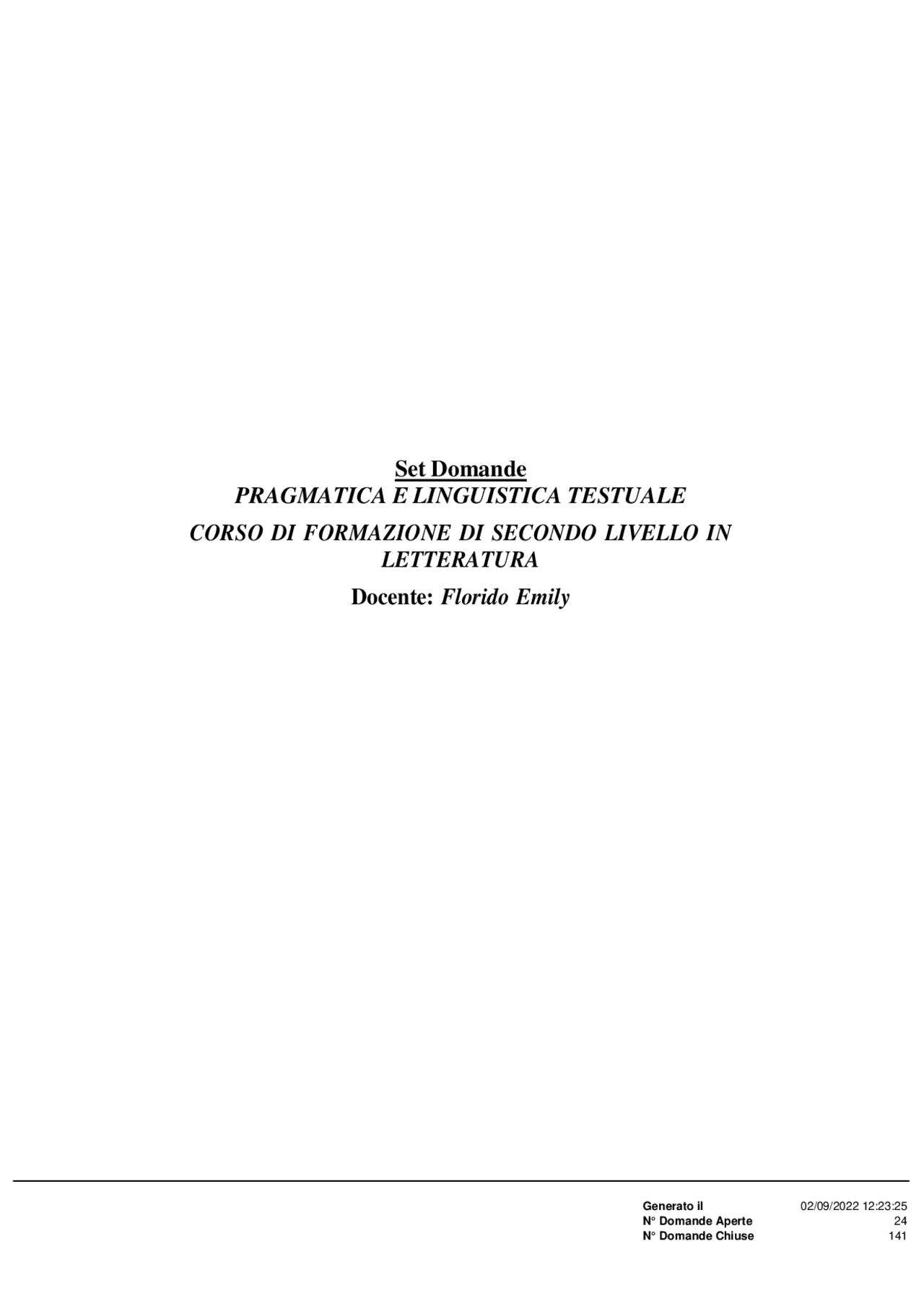 Paniere Pragmatica E Linguistica Testuale Profssa Florido Emily