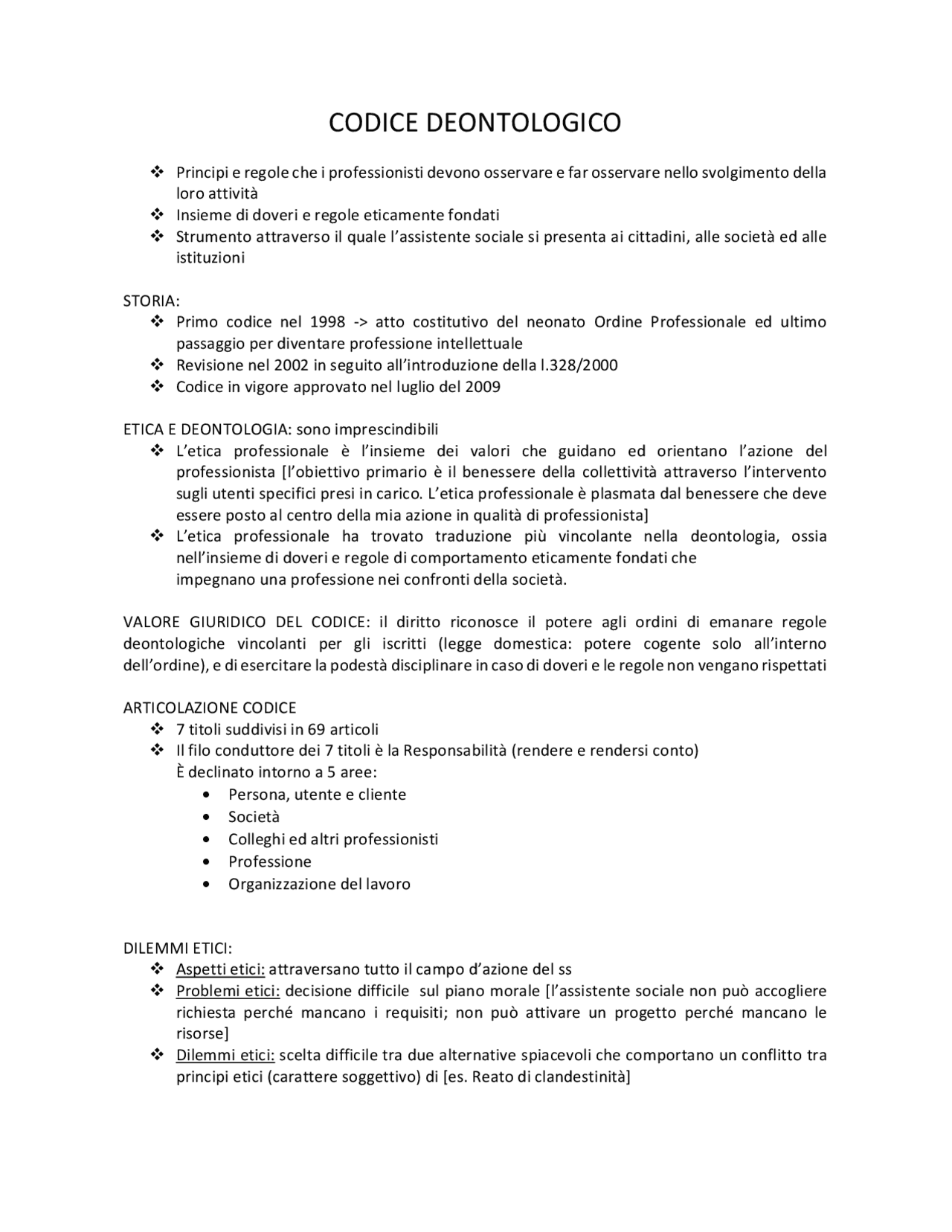 Codice Deontologico Del Servizio Sociale Dispense Di Metodi E