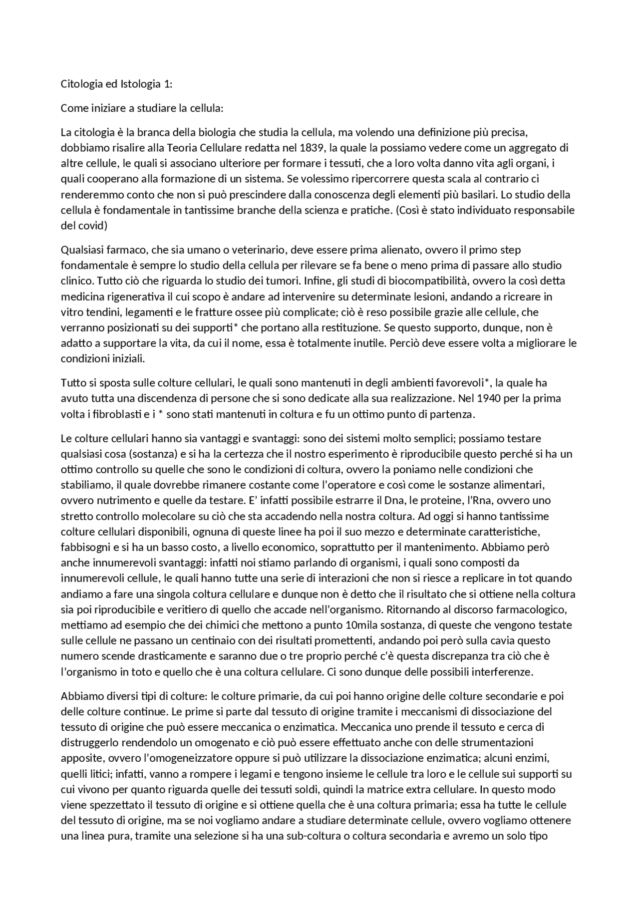 Le Colture Cellulari Sbobinature Di Microscopia Docsity