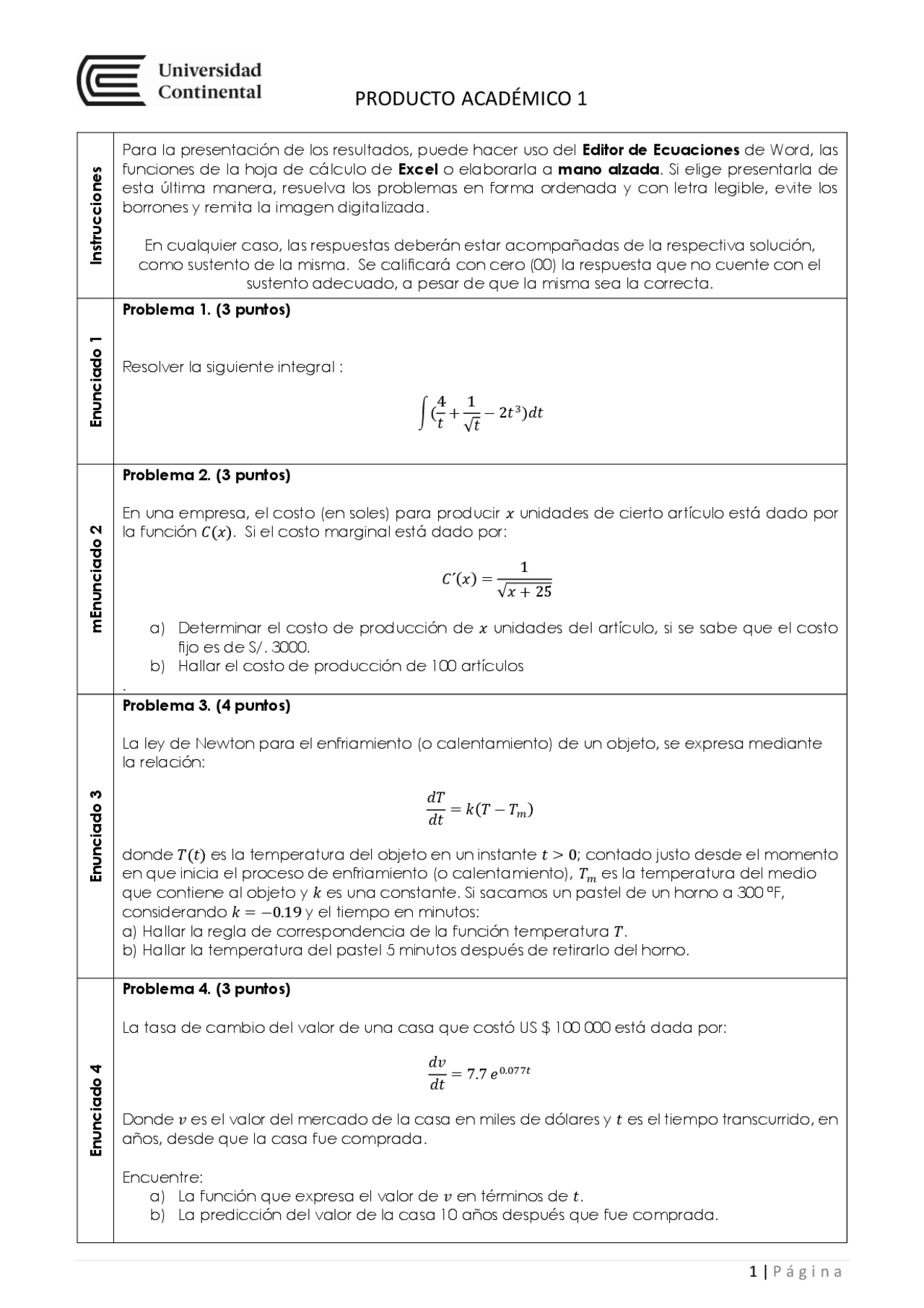 Pa02 Examen Semanal Del Curso Ejercicios De Cálculo Docsity
