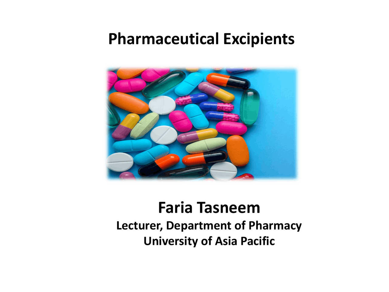 Pharmaceutical Excipients | Slides Pharmacy | Docsity