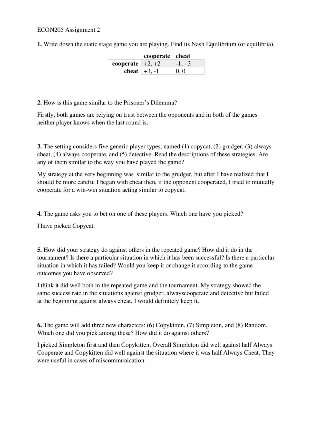 Econ205 Assignment 2 Assignments Economics Docsity
