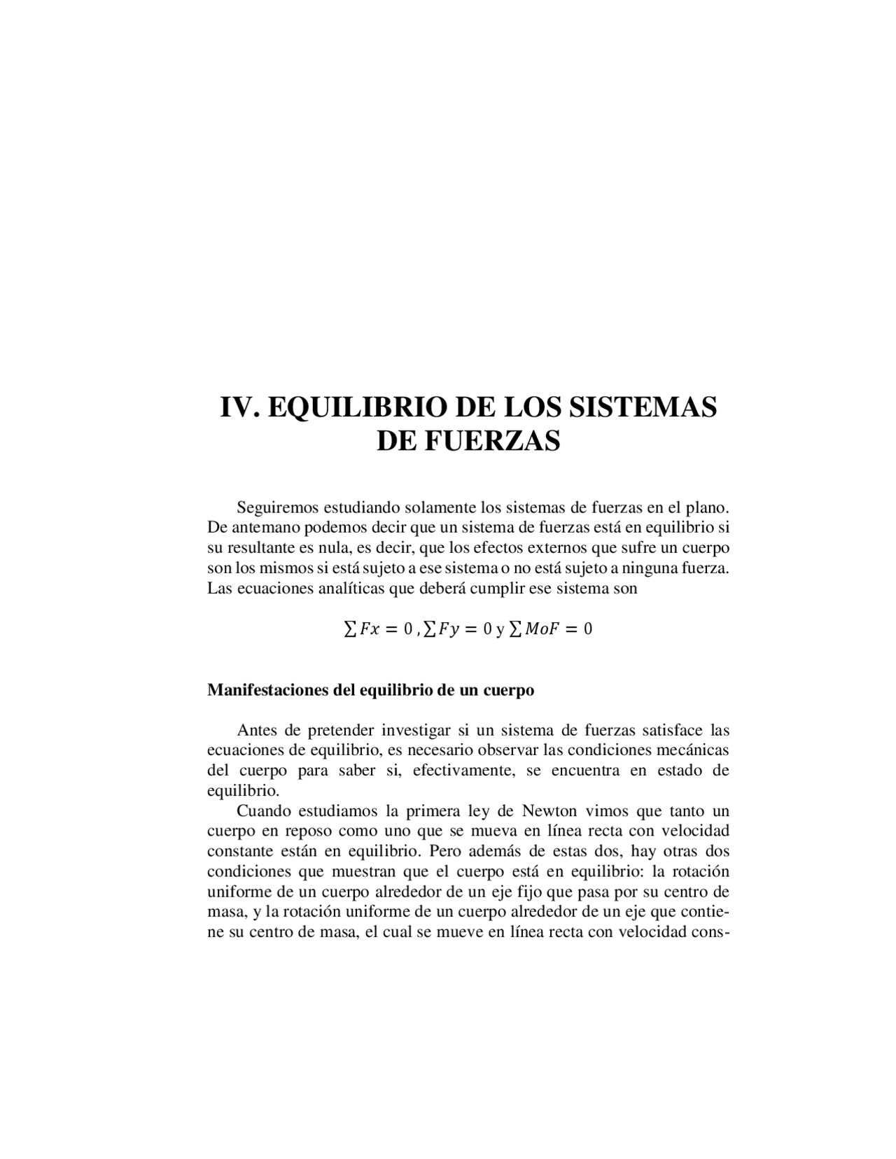 Equilibrio De Los Sistemas De Fuerzas Lecture Notes Of Physics Docsity