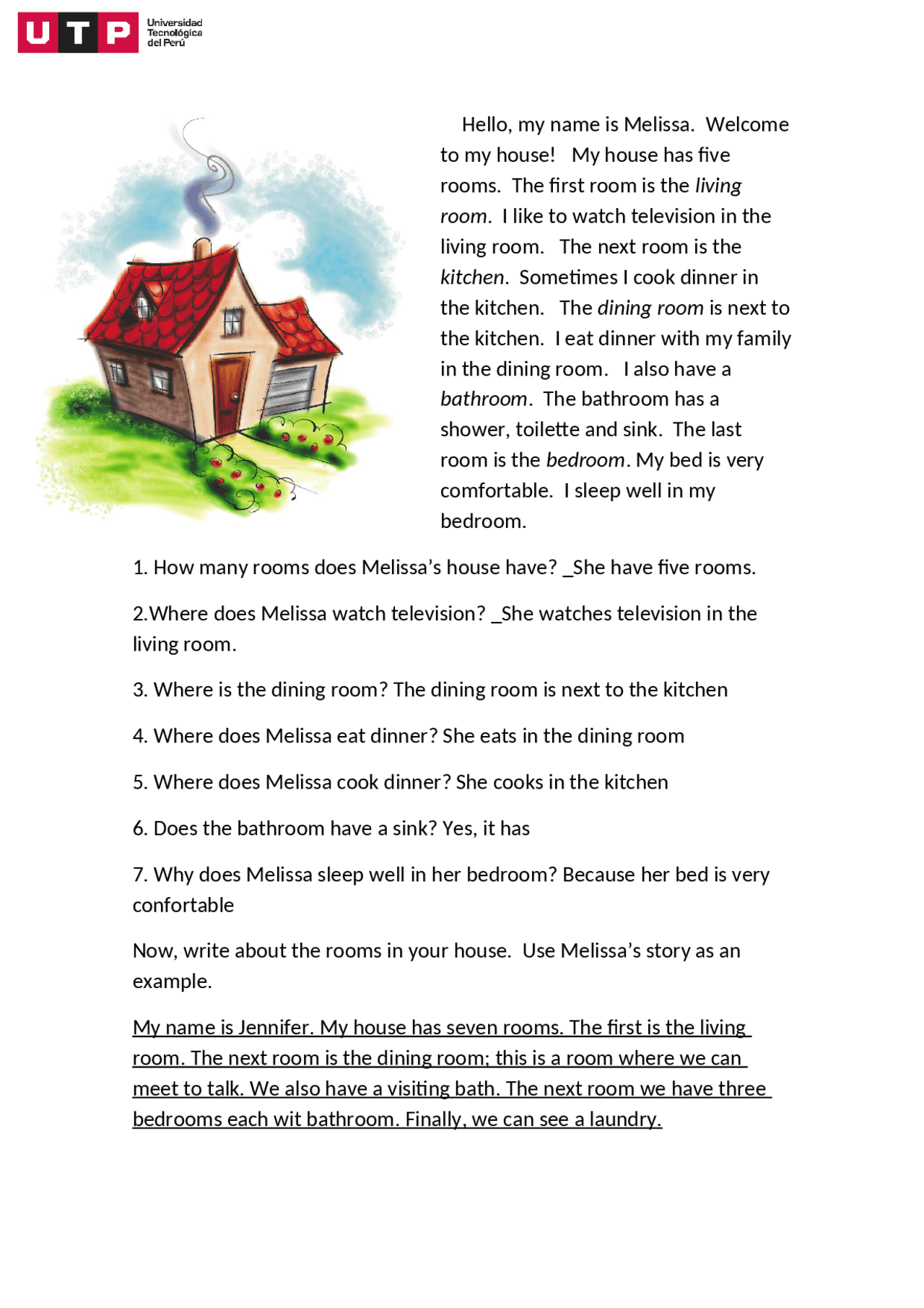 My house reading activities unit 4 week | Traducciones de Idioma Inglés ...