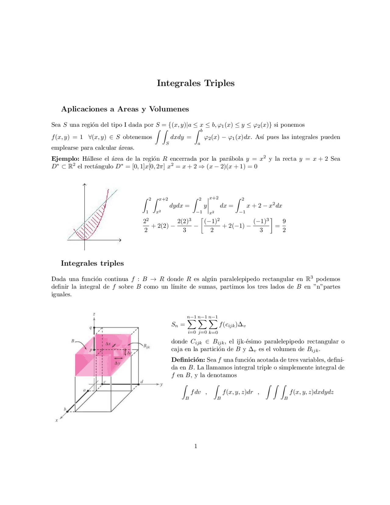 Integrales dobles e integrales triples | Exámenes de Cálculo | Docsity