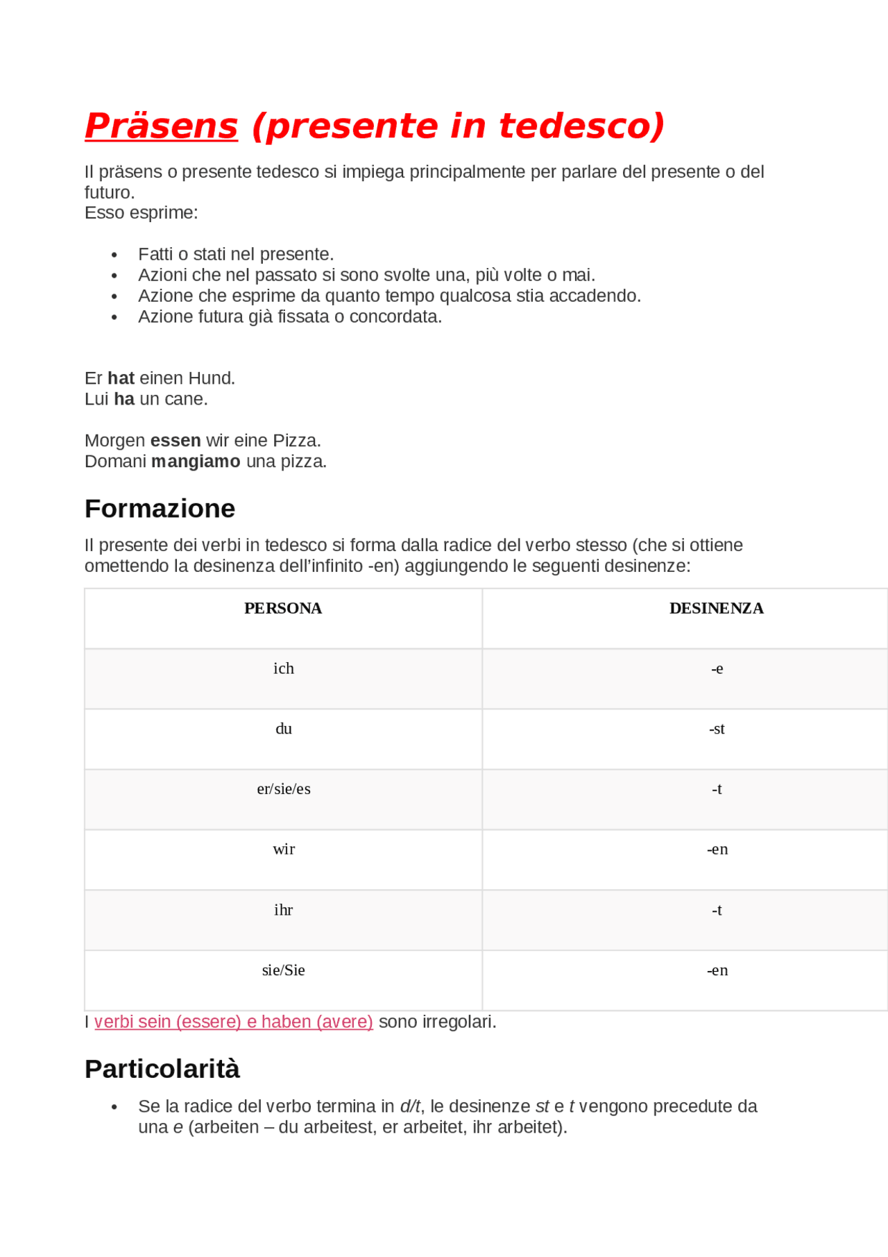 Presente In Tedesco Grammatica Schemi E Mappe Concettuali Di Lingua