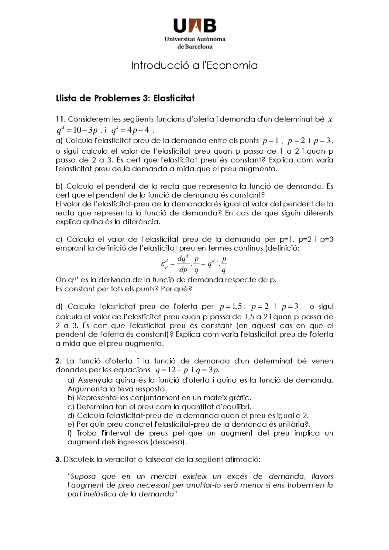 Ejercicio De Prblemas Ejercicios De Introducción A La Economía Docsity