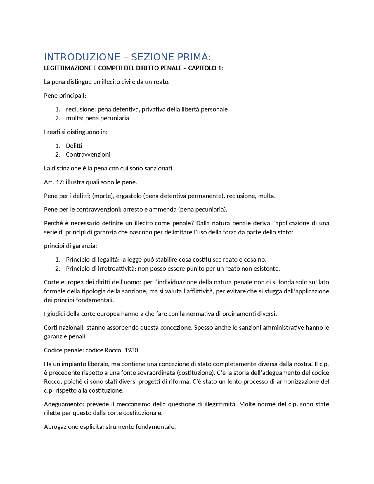 Riassunto prima parte del manuale Dolcini | Dispense di Diritto Penale | Docsity